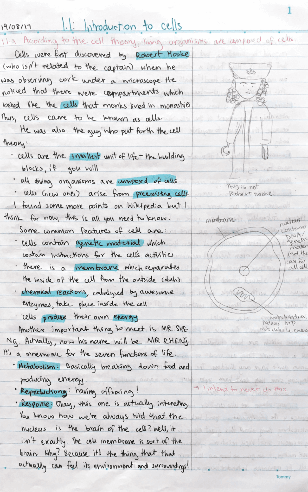 Introduction to cells | Study notes Cell Biology | Docsity