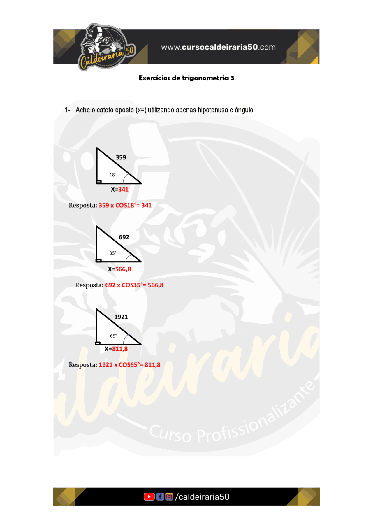 Trigonometria básica | Esercizi Matematica | Docsity