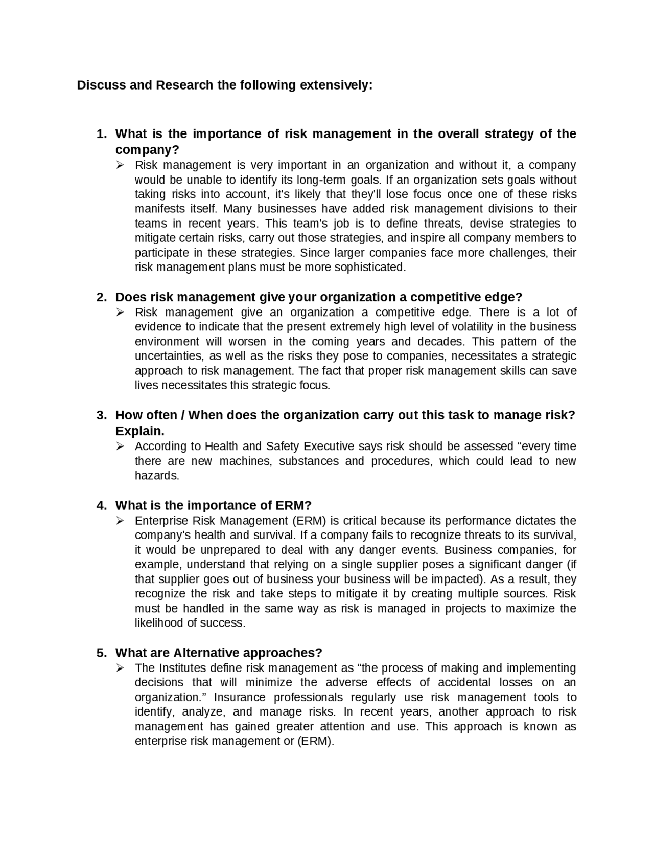 Risk management subject | Assignments Credit and Risk Management | Docsity