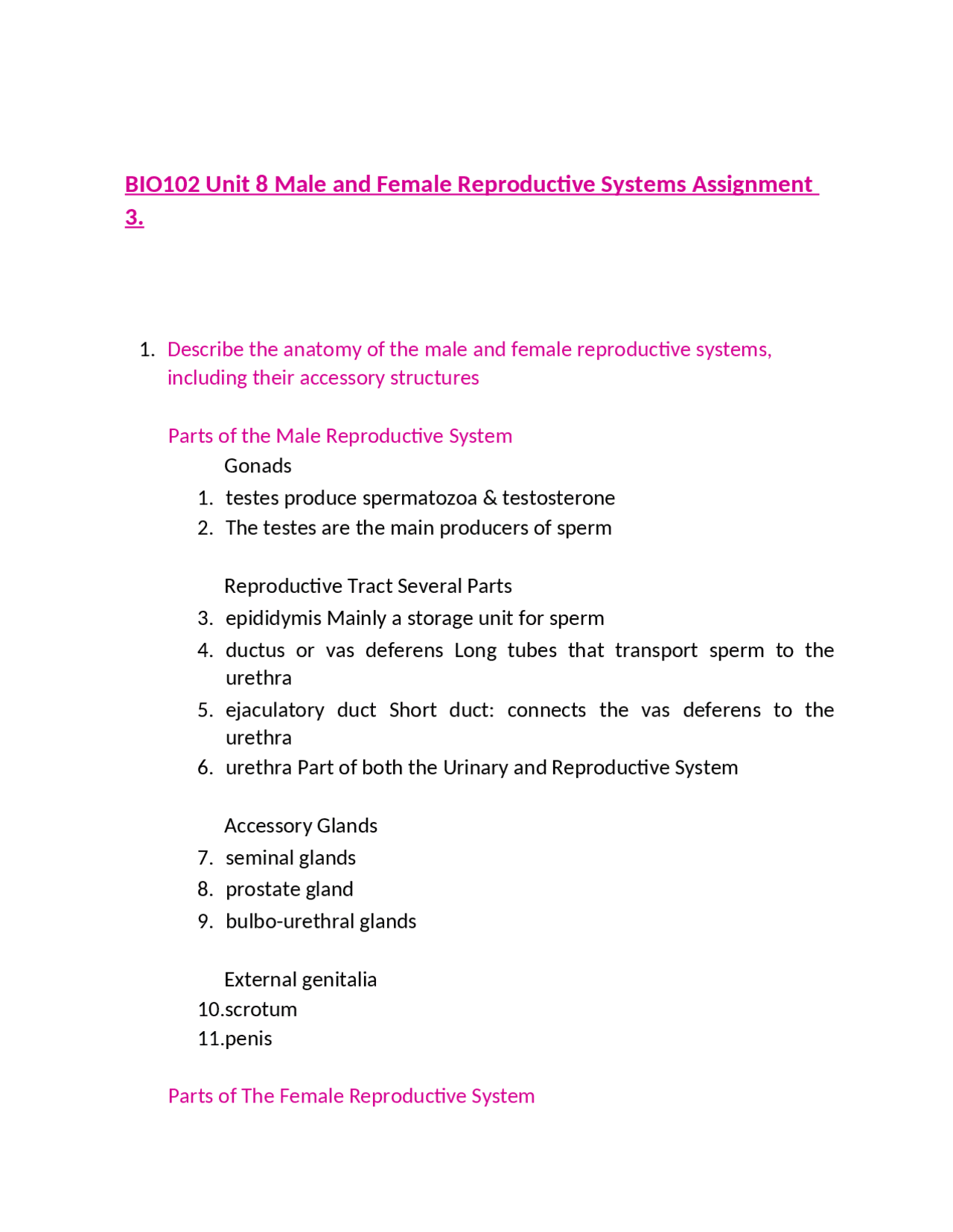 BIO102_Unit_8_Male_and_Female_Reproductive_Systems_Assignment_3 | Exams ...