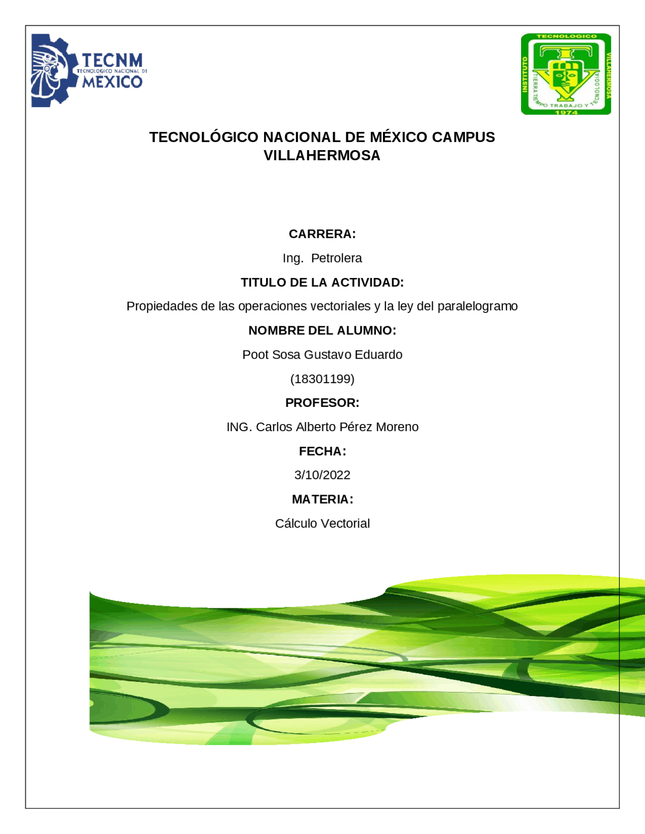 Examen Unidad 1 De Calculo Vectorial Apuntes De Matemáticas Docsity