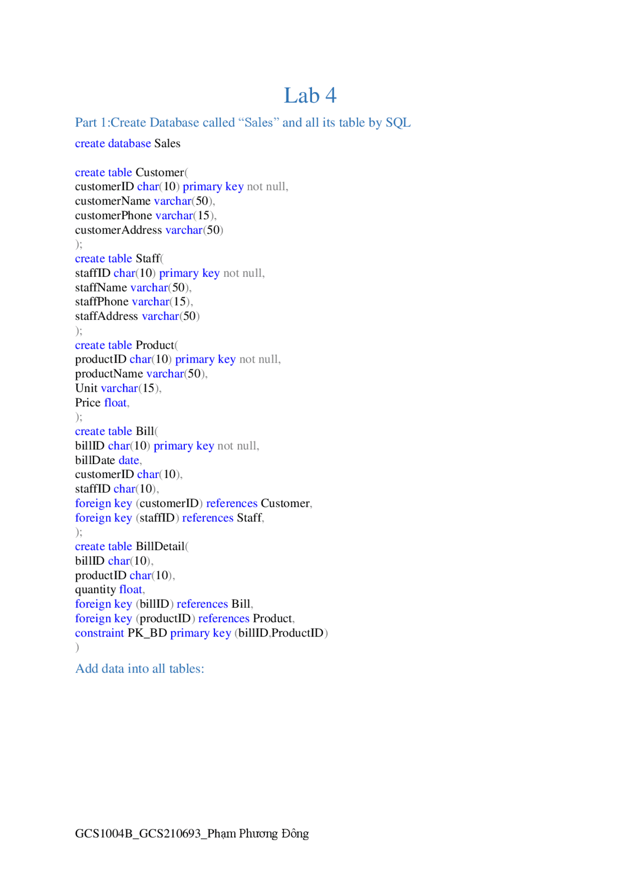 Database Design Lab 4 1622 Exercises Information Technology Management Docsity