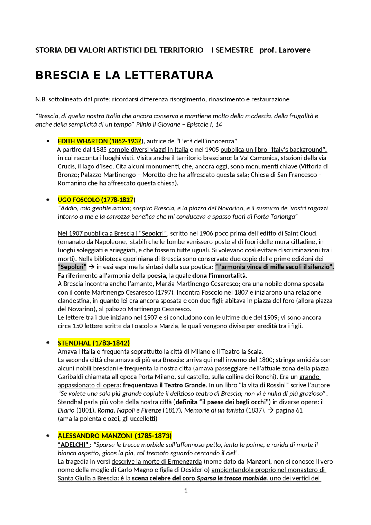 Storia dei valori artistici del territorio | Appunti di Storia Dell ...