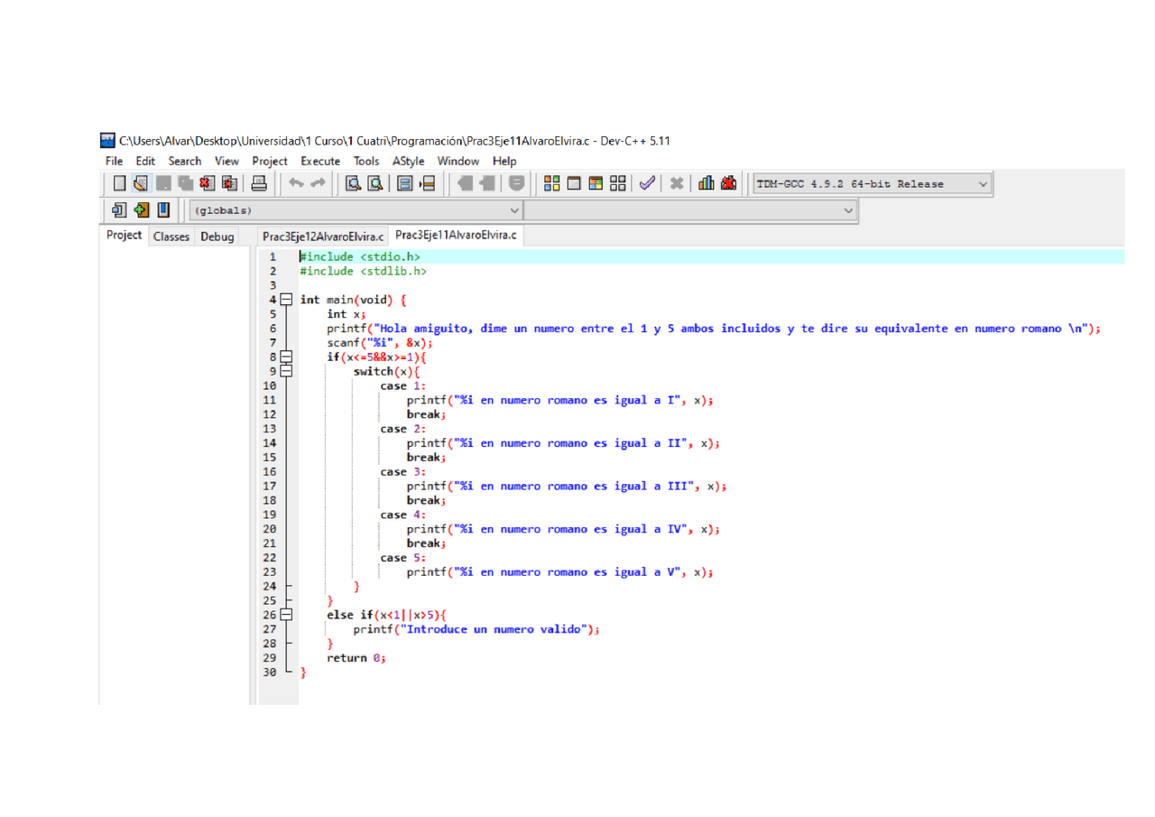 Ejercicios Practica 3 Programacion C Ejercicios De Programación C Docsity
