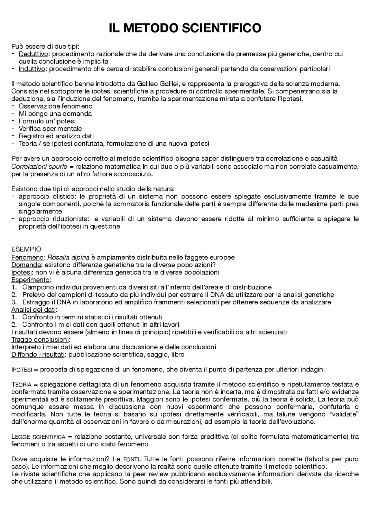 Il Metodo Scientifico Schemi E Mappe Concettuali Di Biologia Docsity