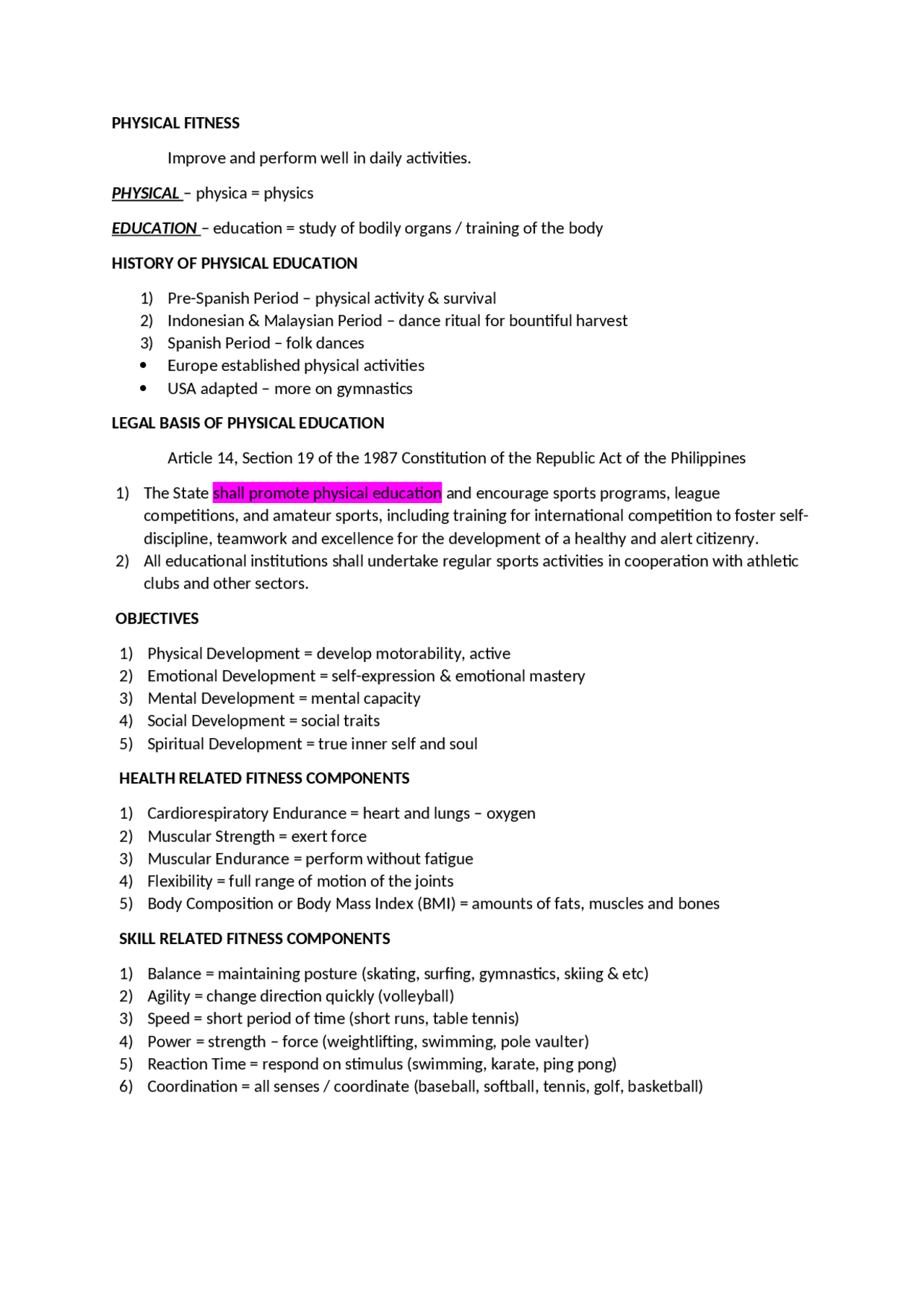 PATHFit Lesson 1 Notes | Study notes Physical Activity and Sport ...