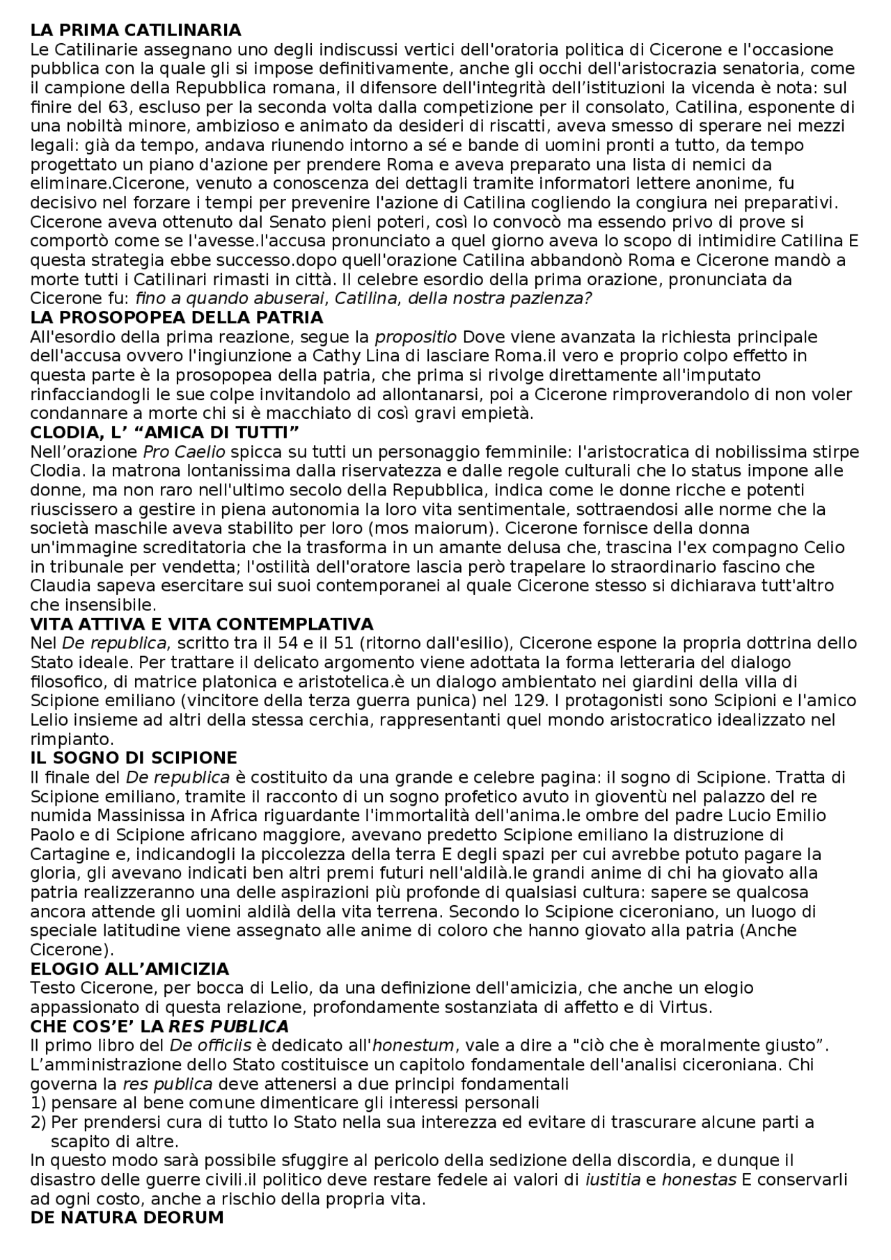 Le Opere Ciceroniane Appunti Di Lingue E Letterature Classiche Docsity