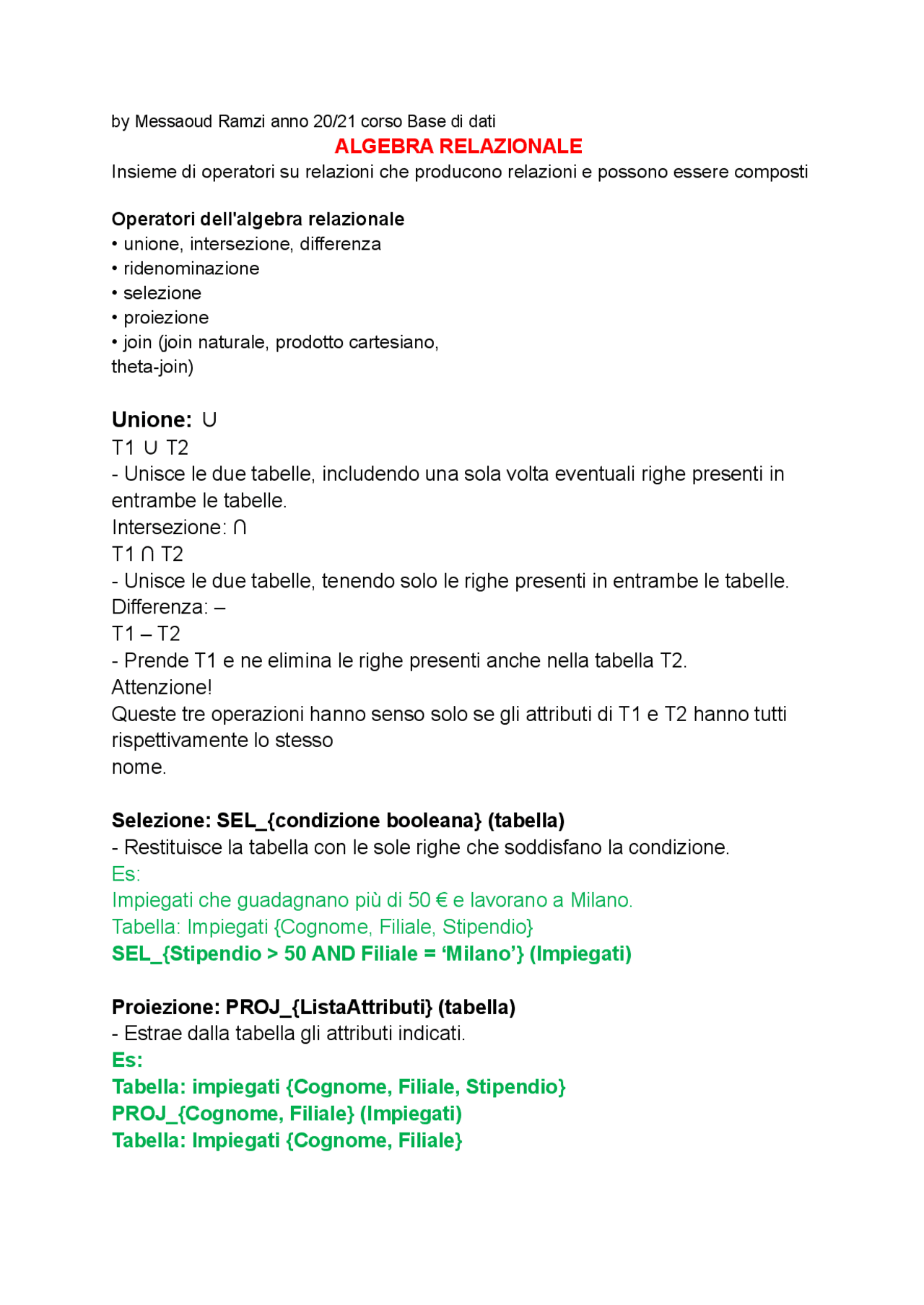 Preparazione Teorica Base Di Dati Appunti Di Basi Di Dati Docsity