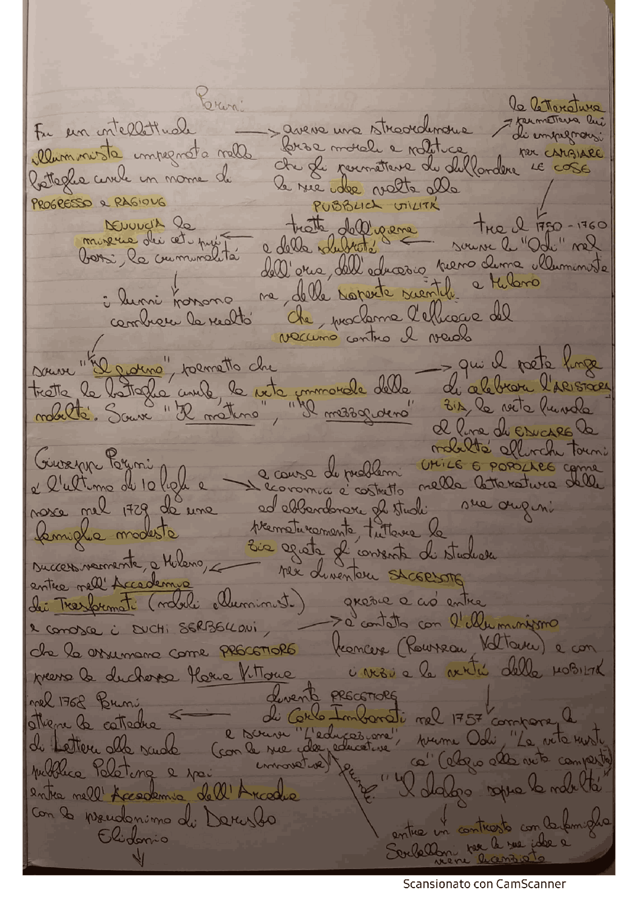 Giuseppe Parini E Opere Schemi E Mappe Concettuali Di Italiano Docsity