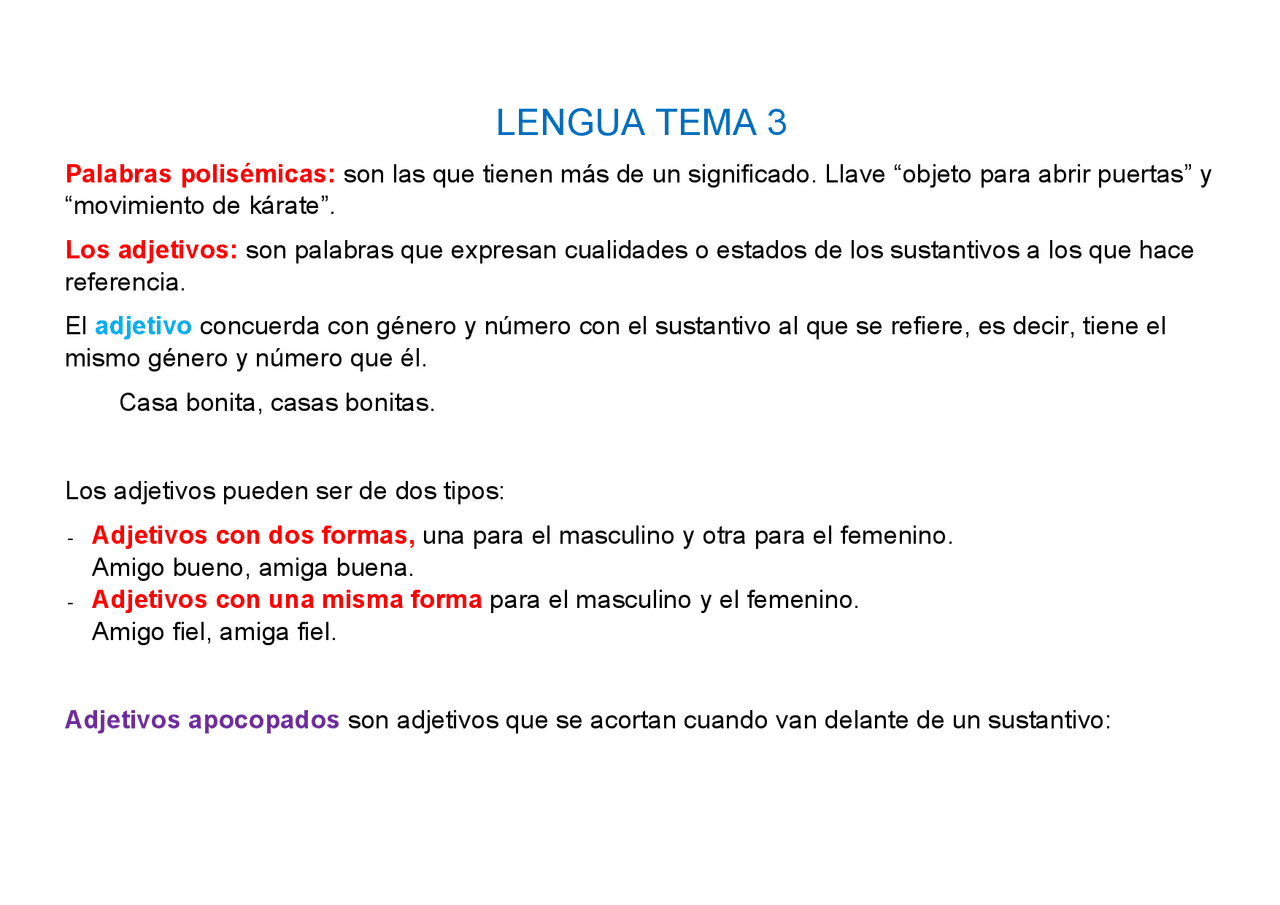 LENGUA TEMA 3 5º PRIMARIA SM | Resúmenes de Lengua y Literatura | Docsity