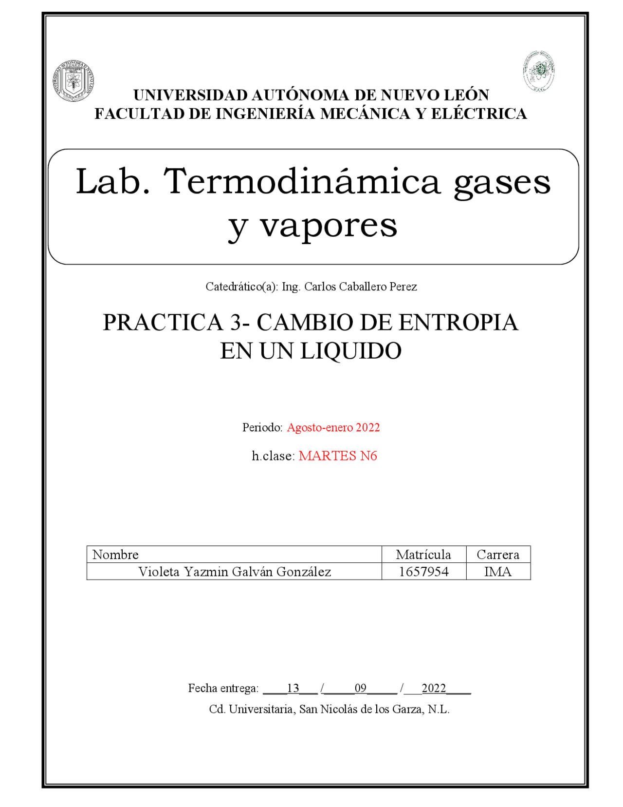 Practica 2 Cambio De Entropia En Un Liquido Ejercicios De