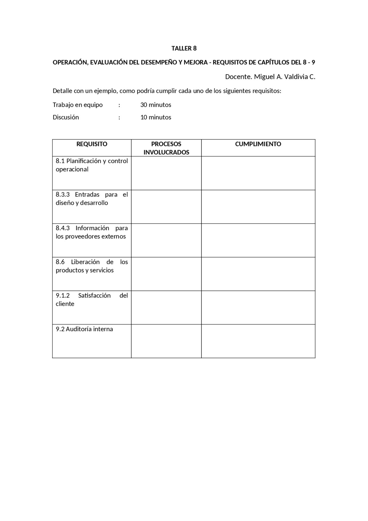 Taller 6 Gestion De Calidad Ejercicios De Gestión De Calidad Docsity