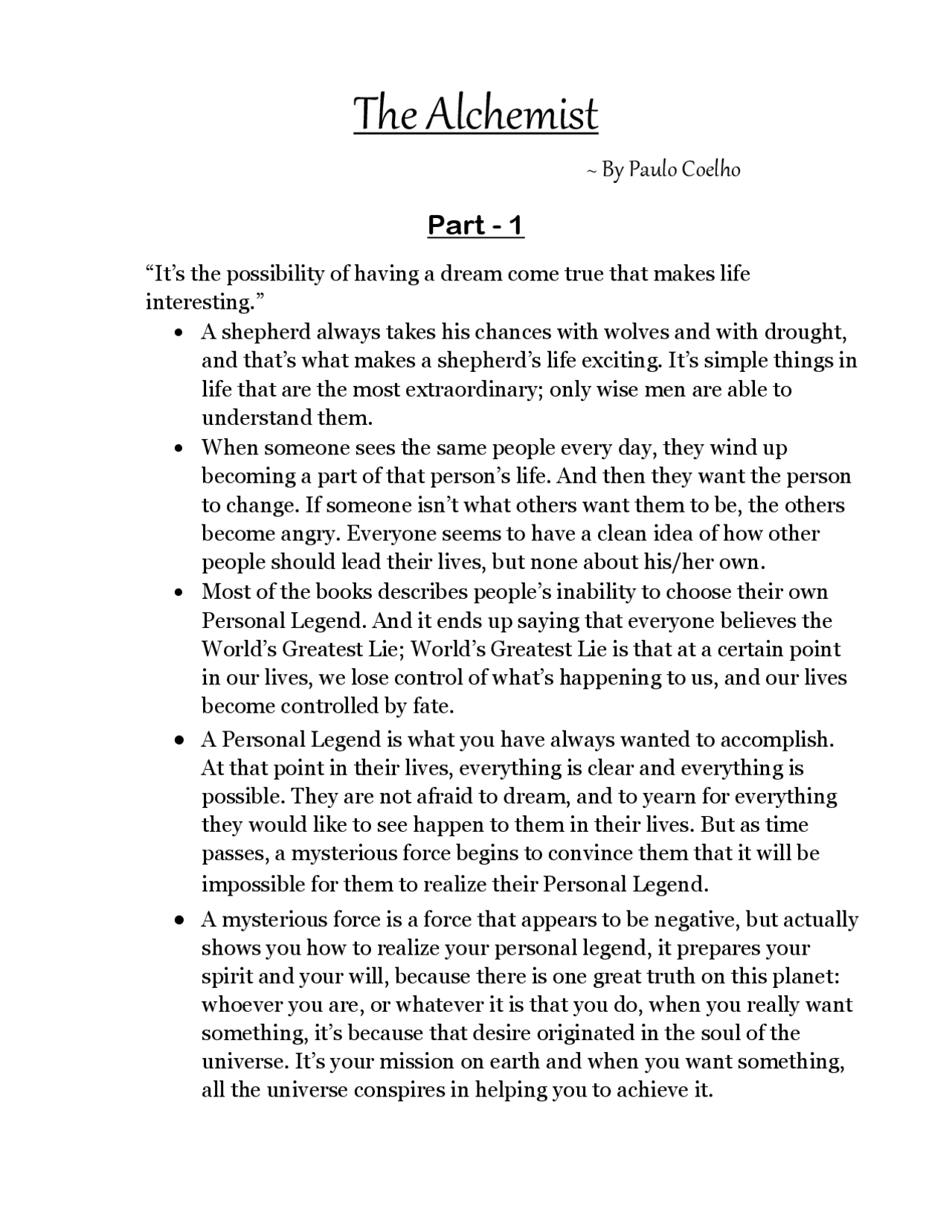 “You must read The Alchemist !” | Summaries Management Theory | Docsity