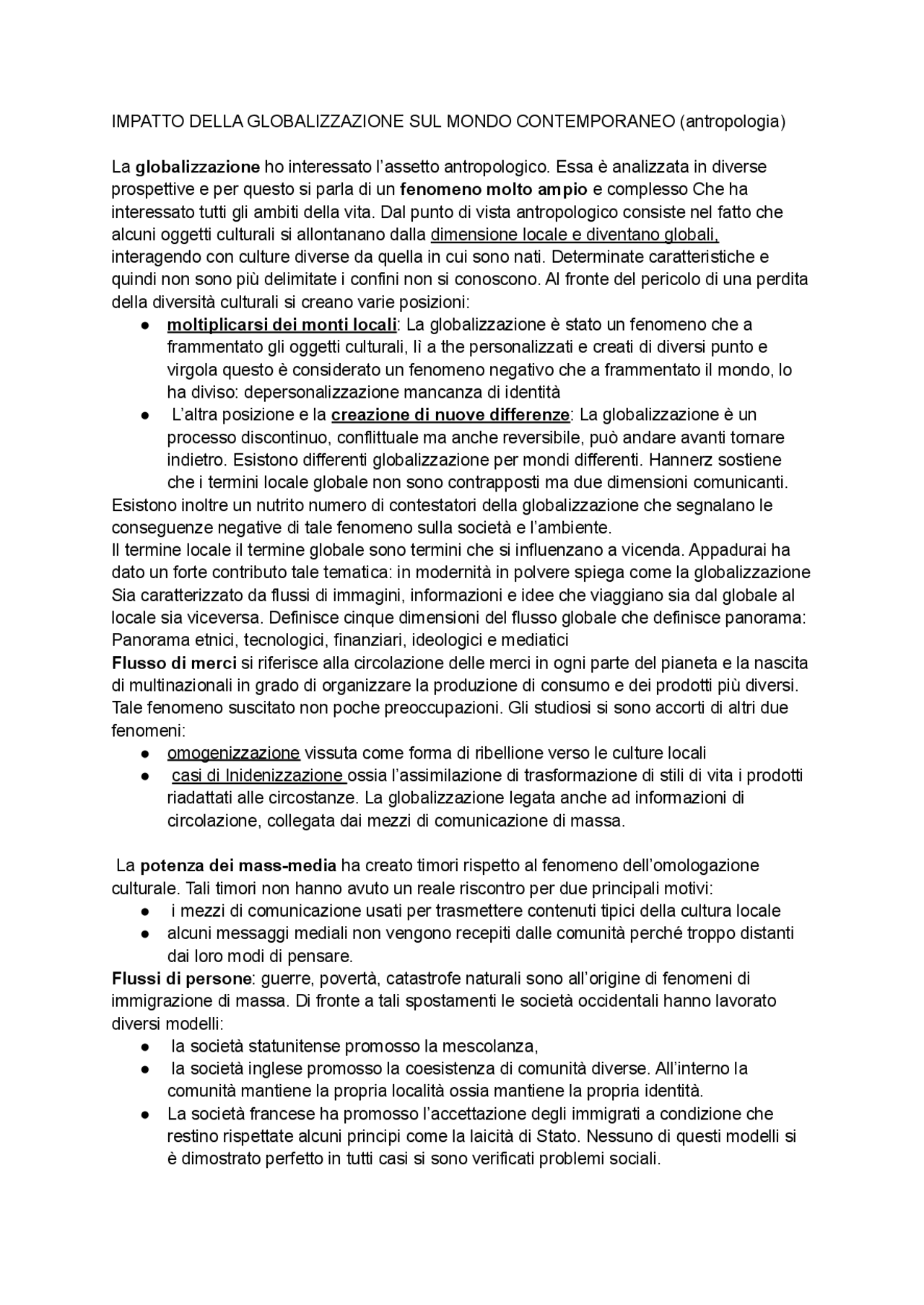 Impatto Della Globalizzazione Schemi E Mappe Concettuali Di Scienze
