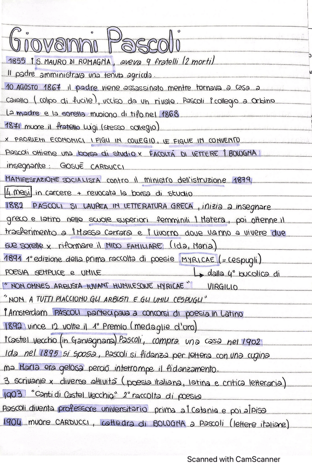 Appunti Su Giovanni Pascoli Appunti Di Italiano Docsity