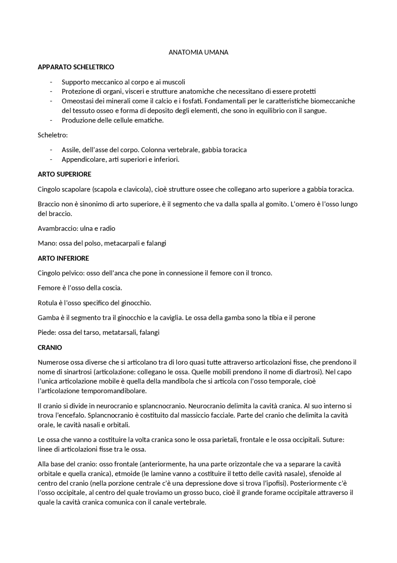 Anatomia Umana Per Biotecnologie Appunti Di Anatomia Docsity