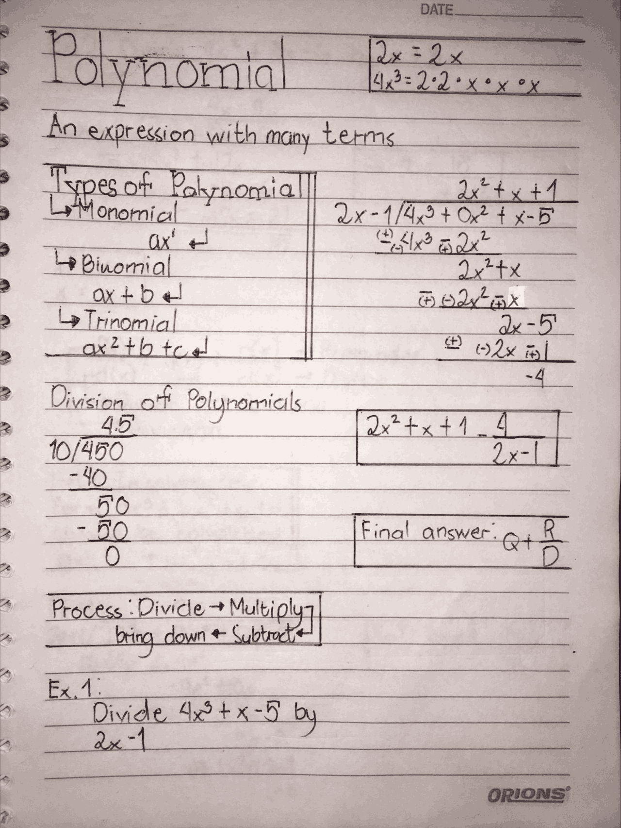 (Grade 10)-Division of Polynomials using Synthetic and Long Division ...