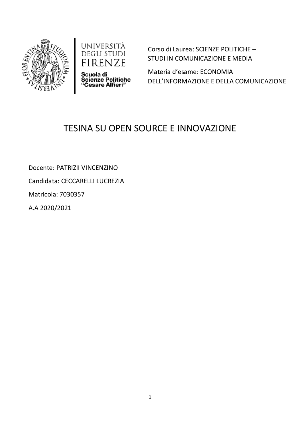 Tesina universitaria su Open Source | Tesine universitarie di Economia ...