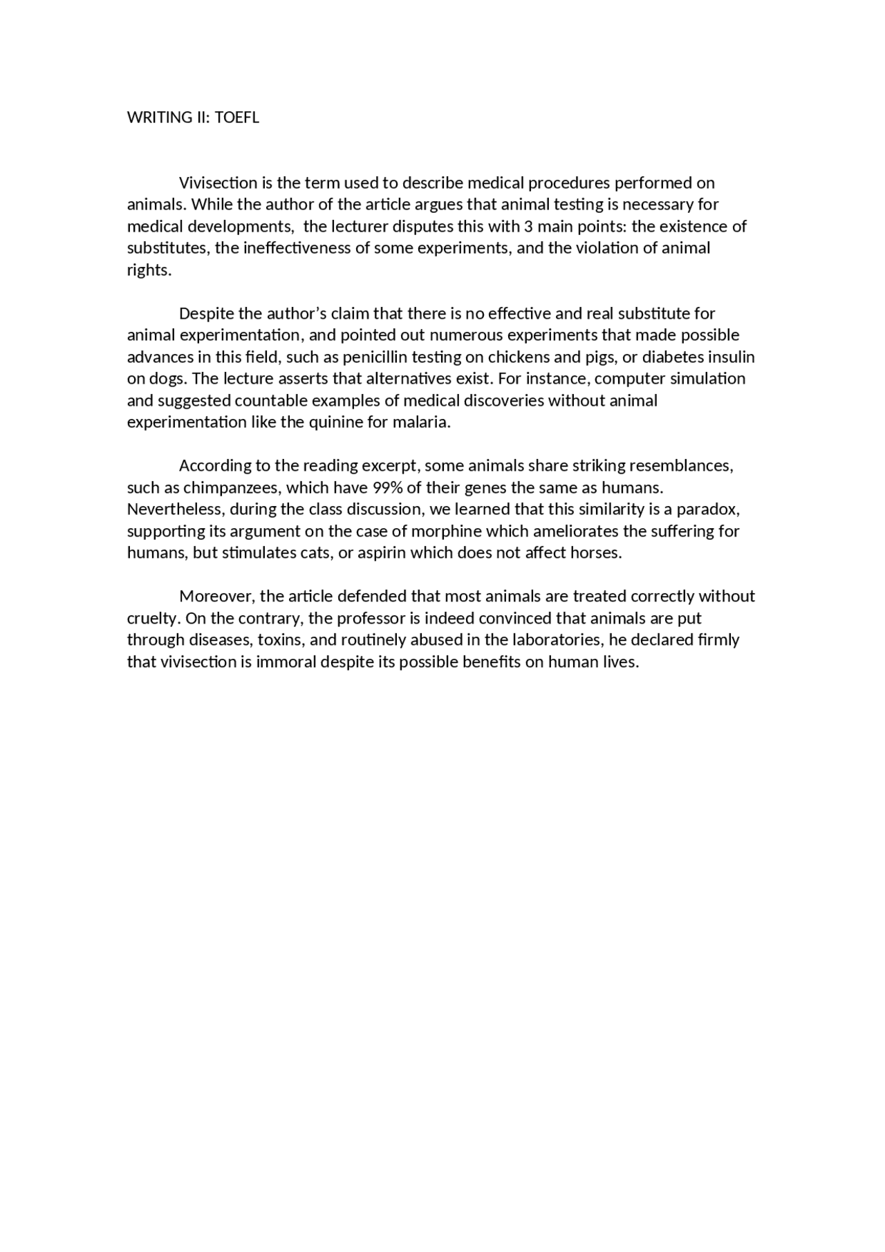 Task 1 writing toefl | Ejercicios de Idioma Inglés | Docsity