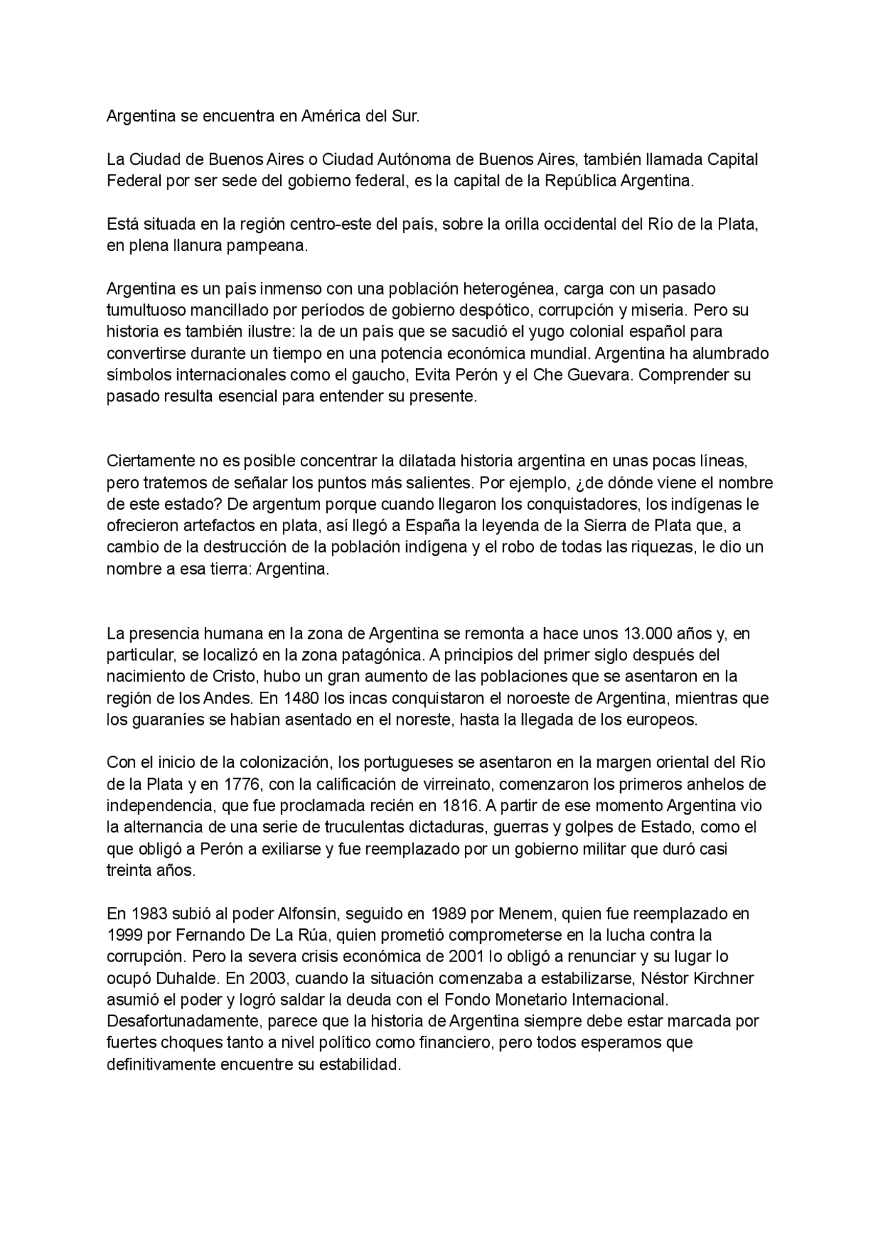 Argentina Power Point Guide Progetti E Ricerche Di Spagnolo Docsity