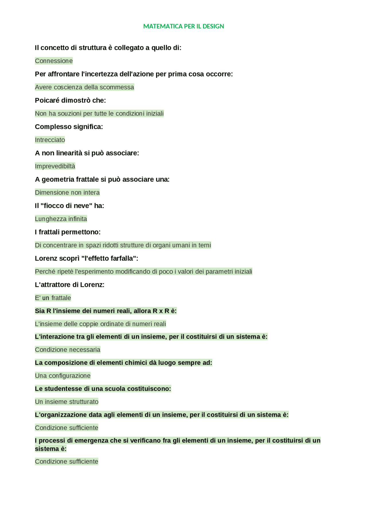 Matematica per il design Design del prodotto e della moda Mercatorum | Prove d'esame di ...