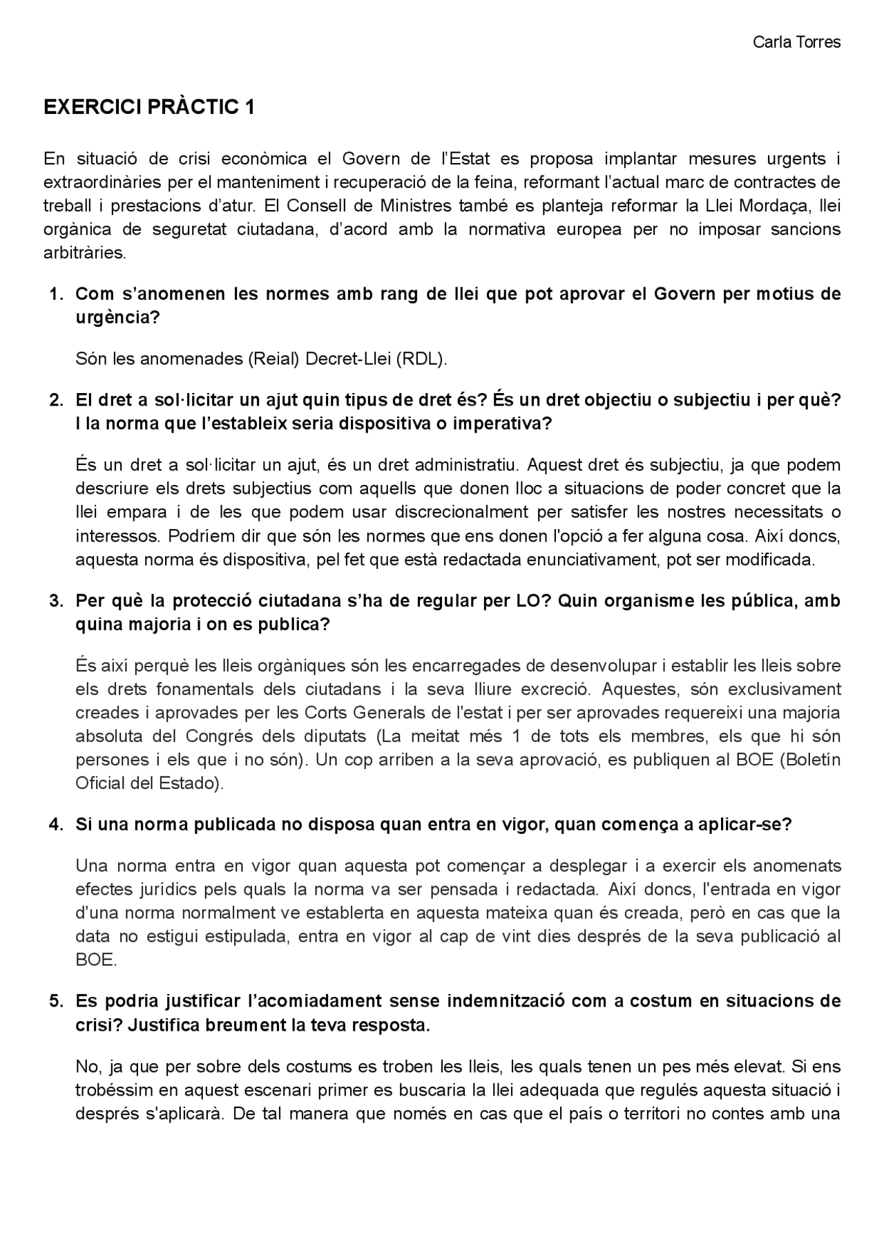 Exercici PrÀctic 1 Dret Ub Treball Social Ejercicios De Derecho Docsity