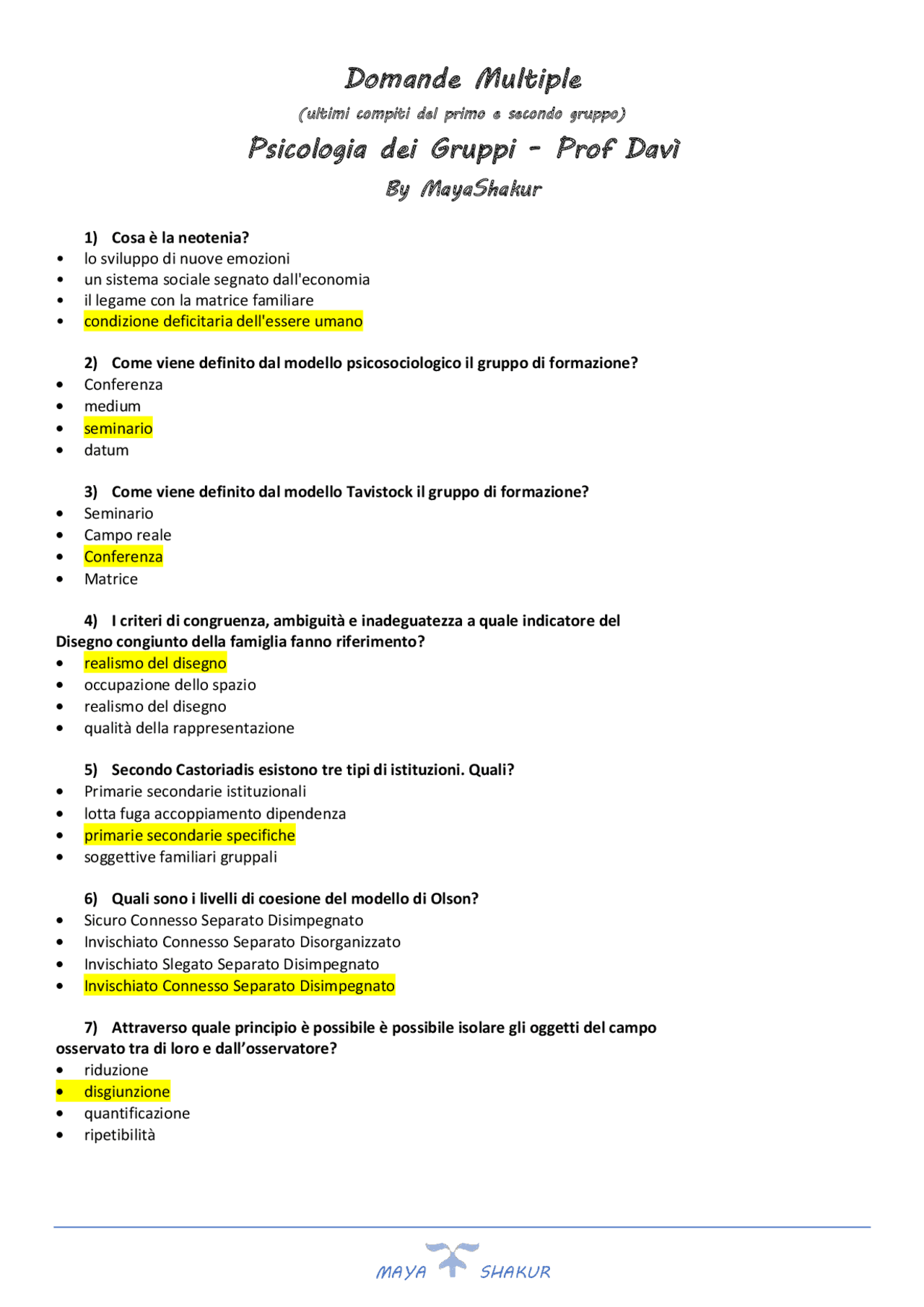 Psico Gruppi Esame Test Multiple Slide Esame Scritto File Completo
