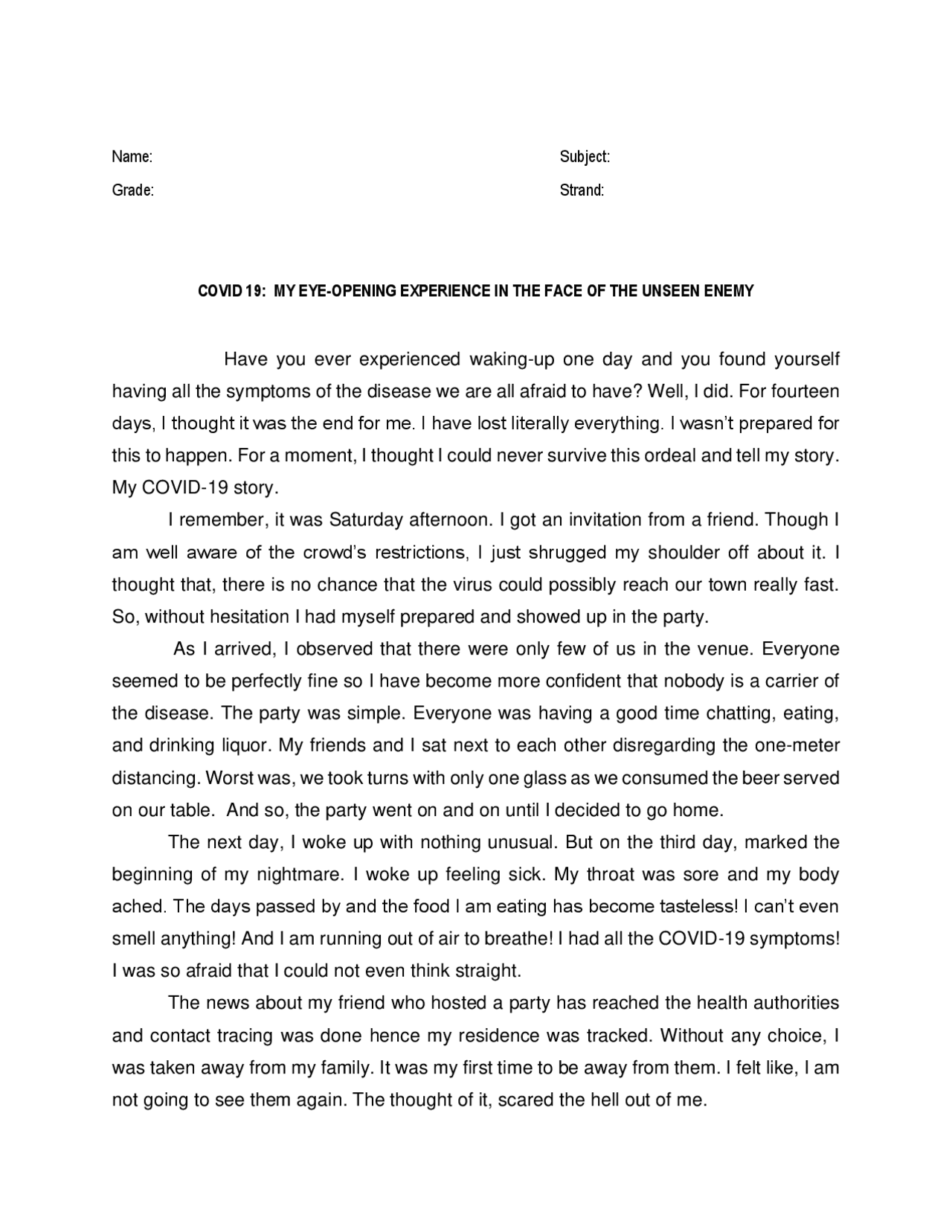 COVID-19: AN EYE OPENING EXPERIENCE | Summaries English | Docsity