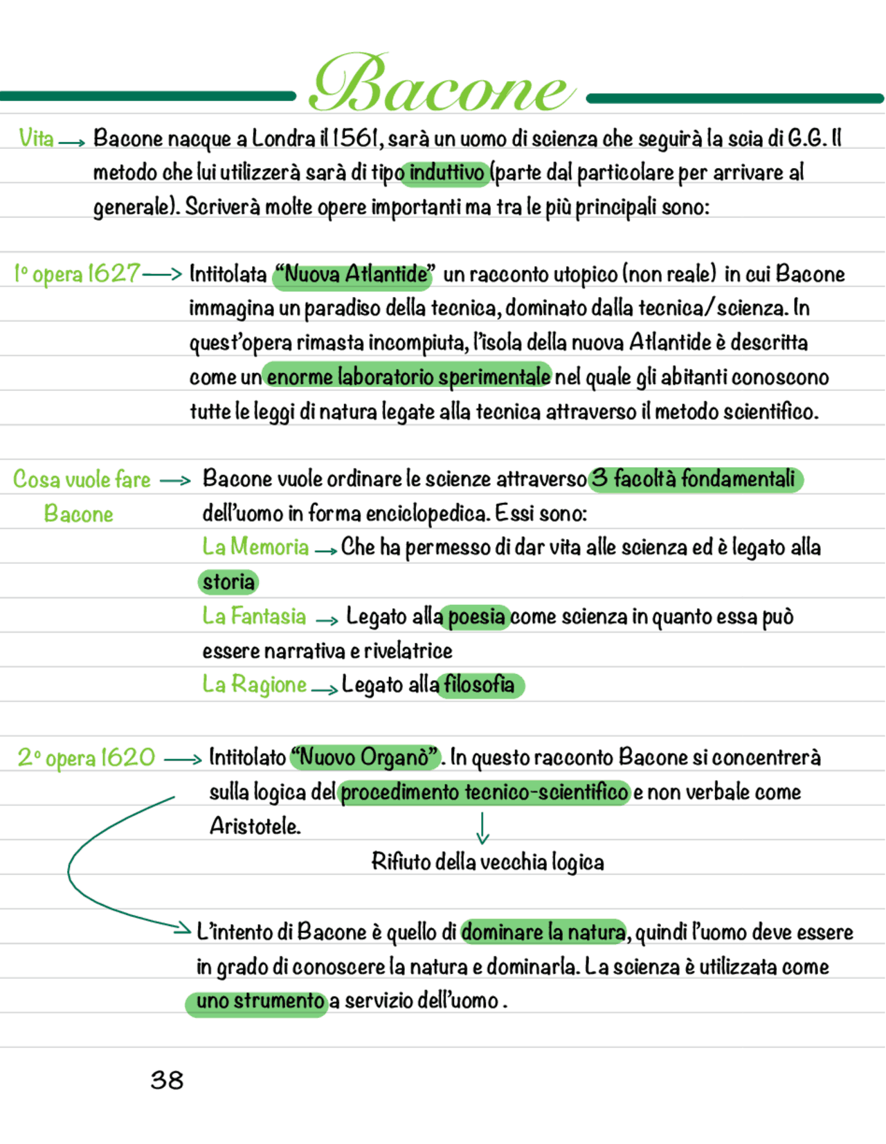 Bacone - Filosofia (4º Anno) | Schemi e mappe concettuali di Filosofia ...