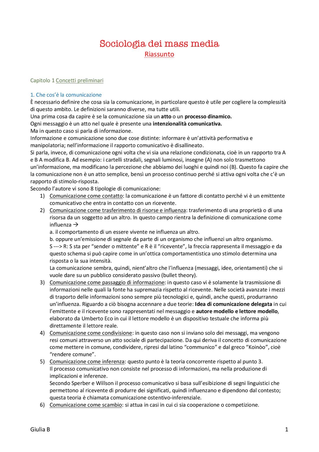 Riassunto di Sociologia dei Mass Media | Sintesi del corso di Teorie e ...