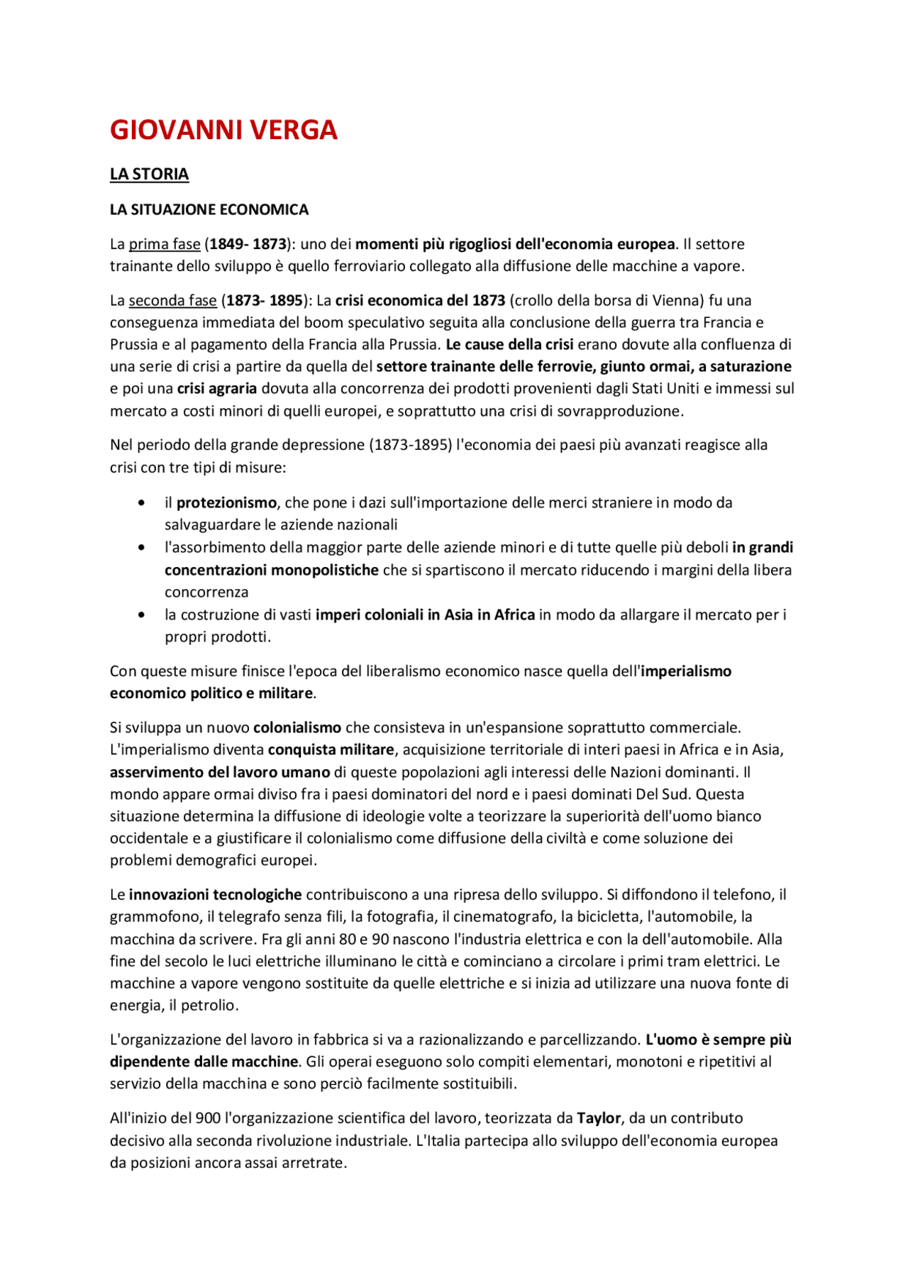 Giovanni Verga : Vita, opere, Verismo (ricerca del vero) | Appunti di Italiano | Docsity