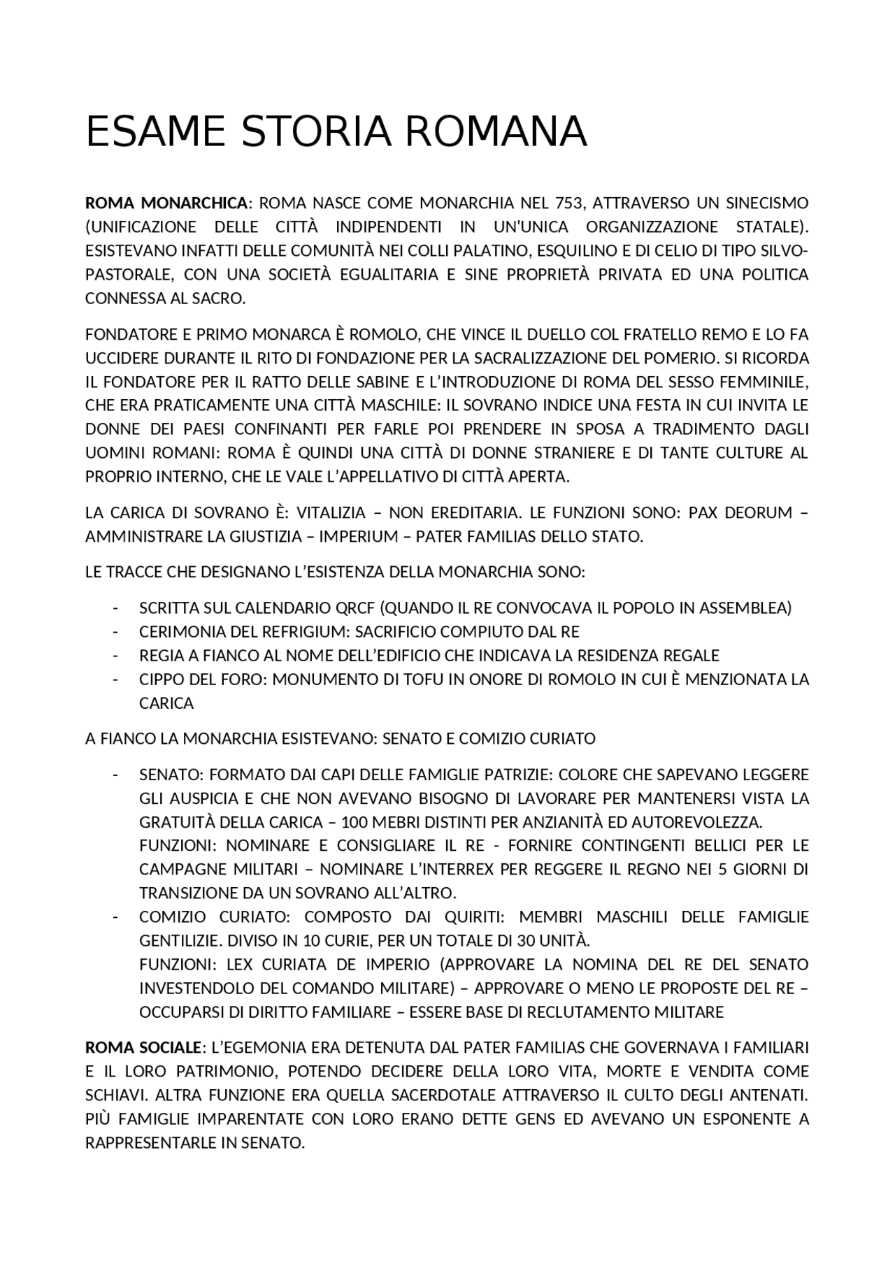 RIASSUNTO STORIA ROMANA: ROMA ANTICA STORIA E DOCUMENTI | Dispense di ...
