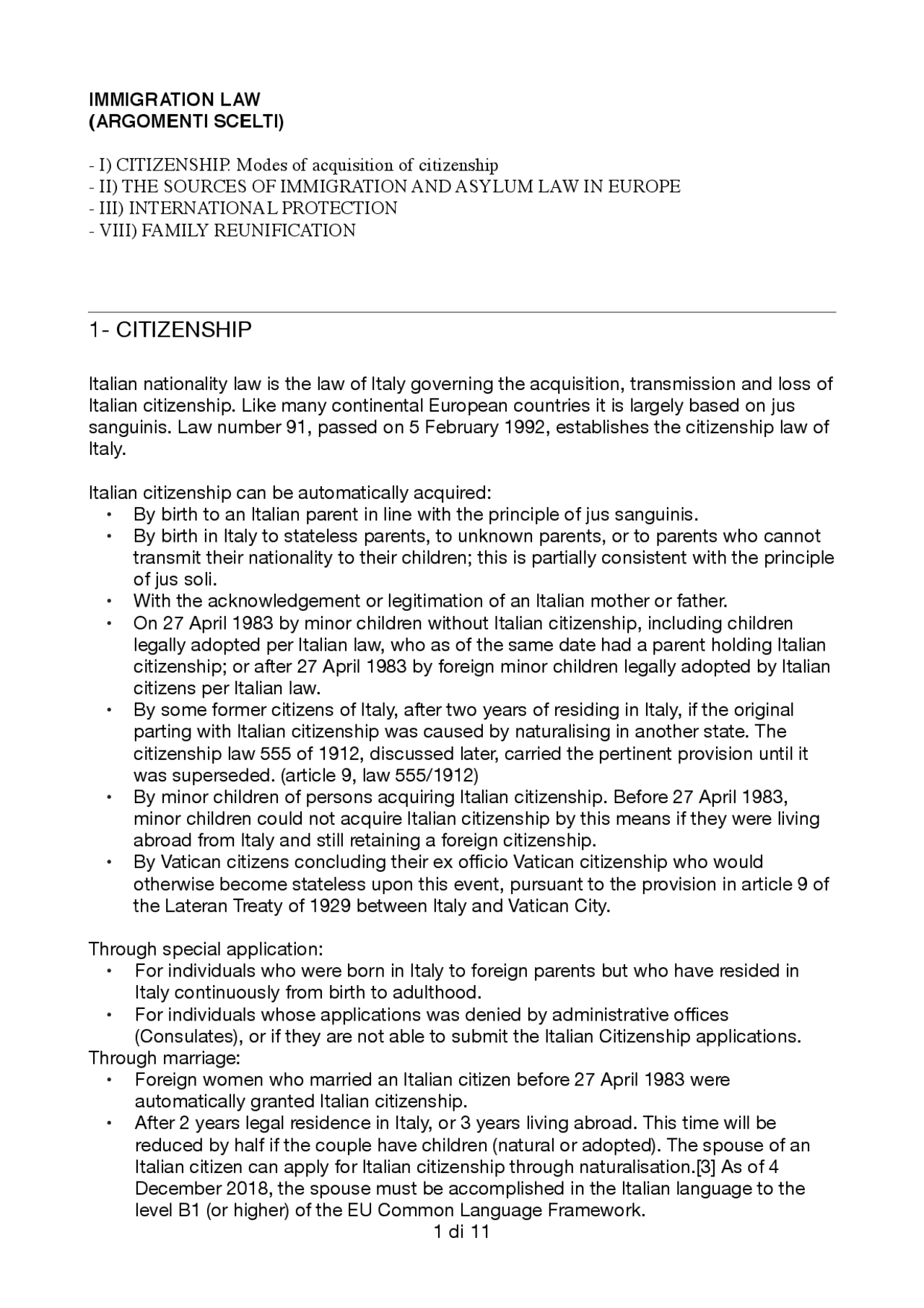 Riassunto 4 Topics esame di Immigration Law | Schemi e mappe concettuali di Diritto dell ...