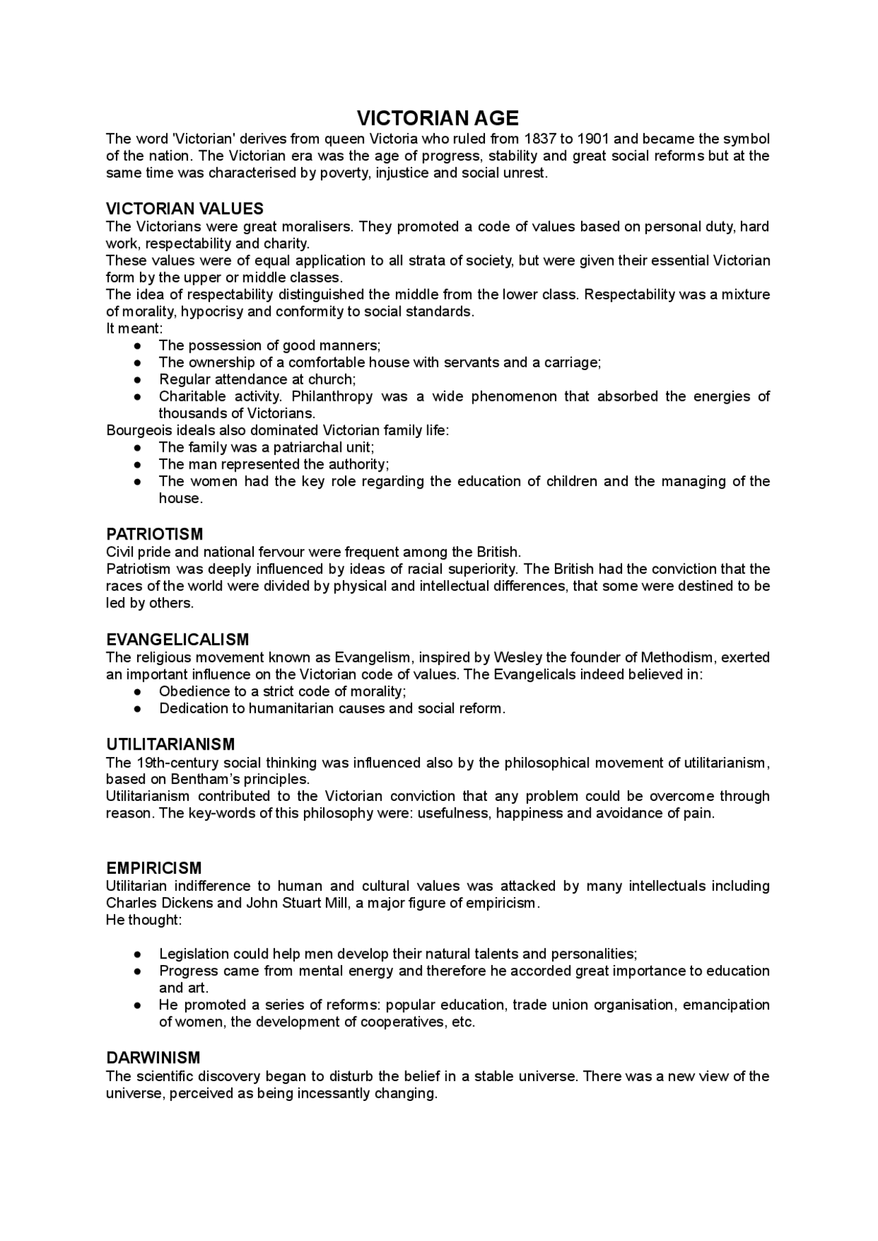 Sintesi Victorian Age, Dickens e Orwell | Appunti di Inglese | Docsity