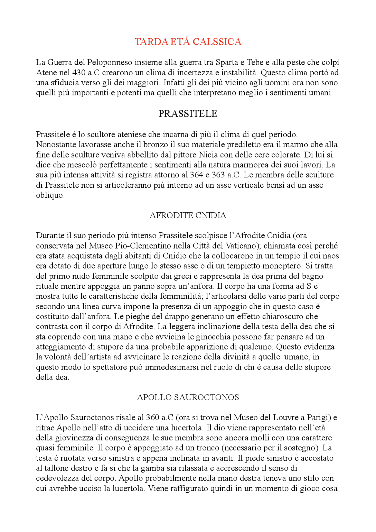 Tarda età classica in Grecia | Appunti di Elementi di storia dell'arte ...