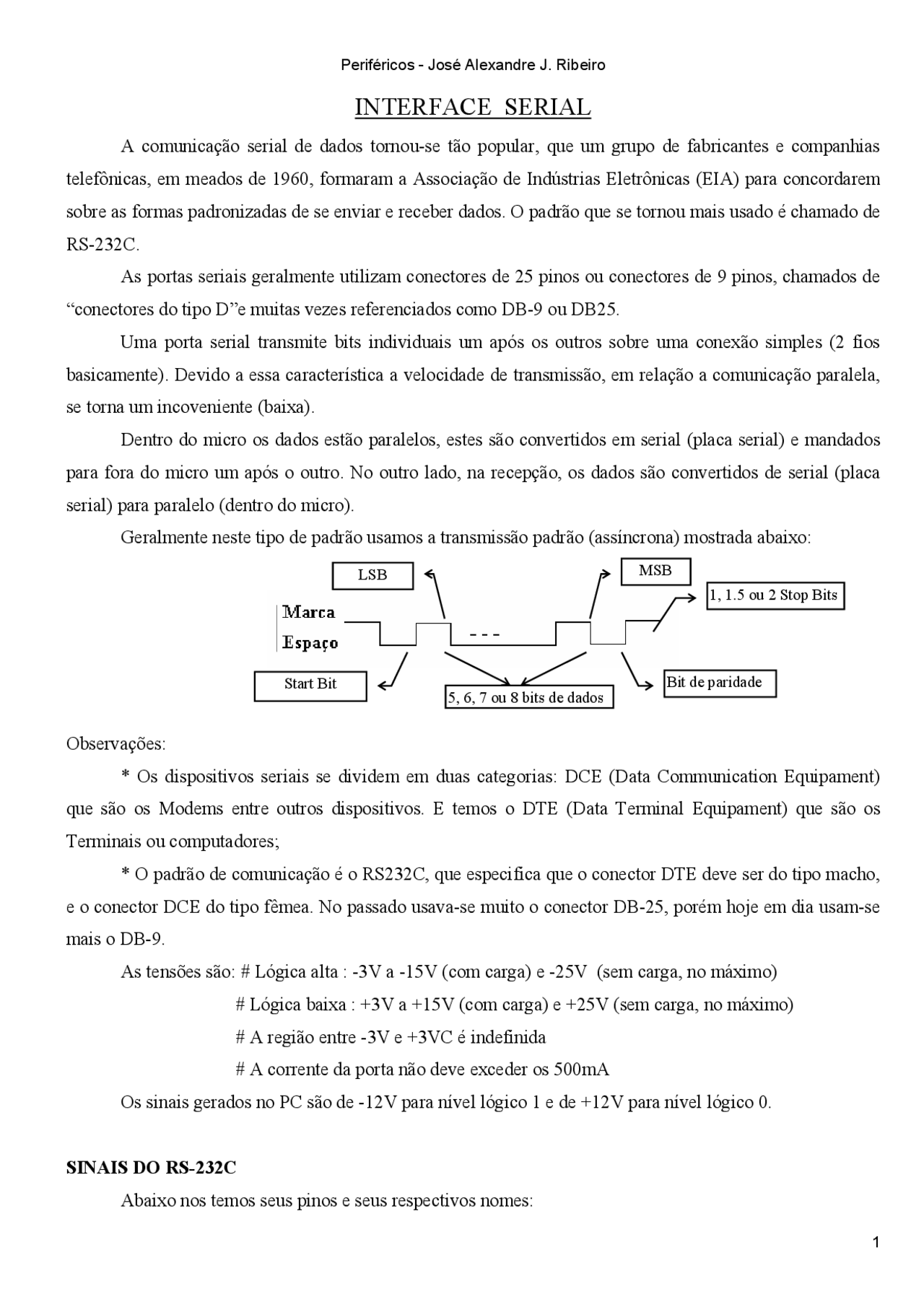 Este documento descreve o funcionamento da porta serial | Resumos ...