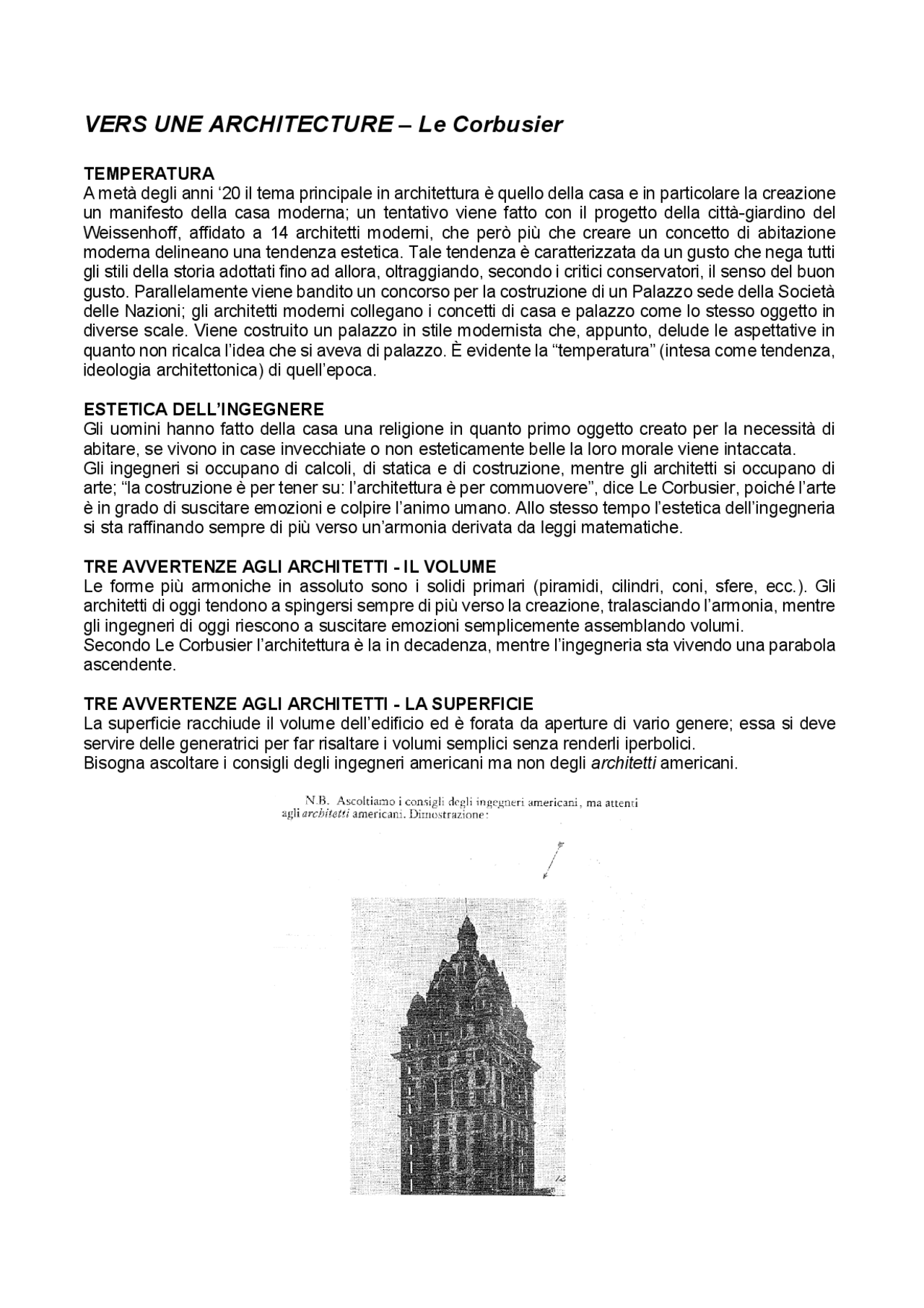 Riassunto Di Vers Une Architecture Verso Una Architettura Sintesi