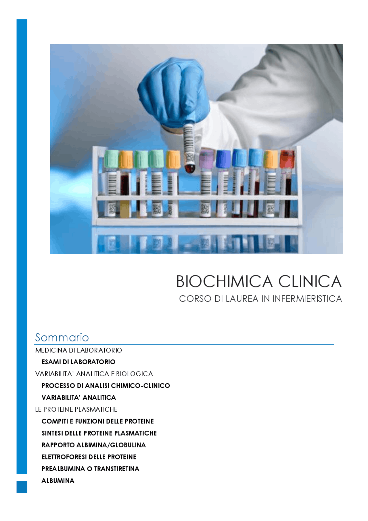 Biochimica clinica - Infermieristica - Propedeutica Clinica | Dispense di Biochimica Medica ...