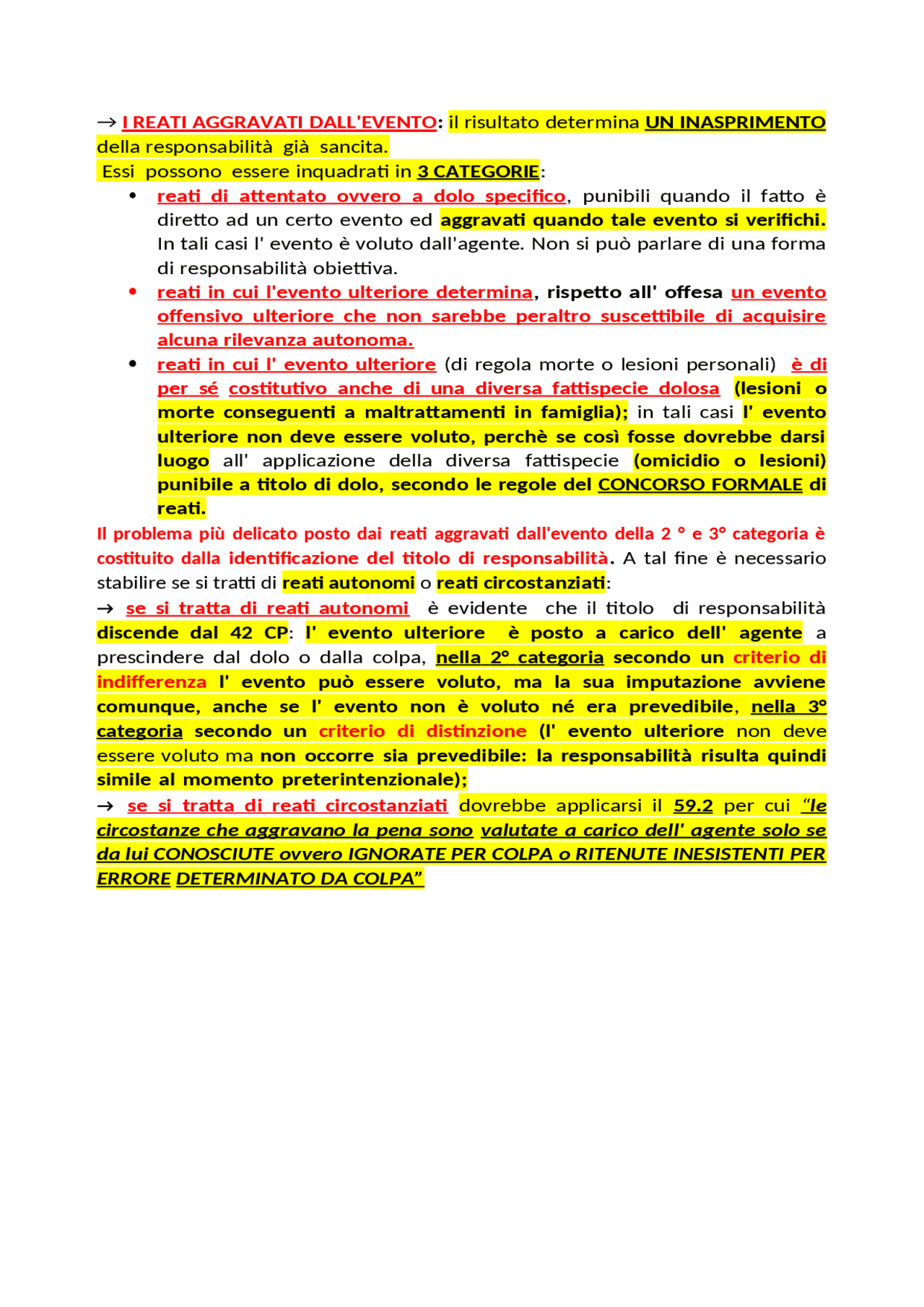 I REATI AGGRAVATI DALL'EVENTO | Sintesi del corso di Diritto Penale ...