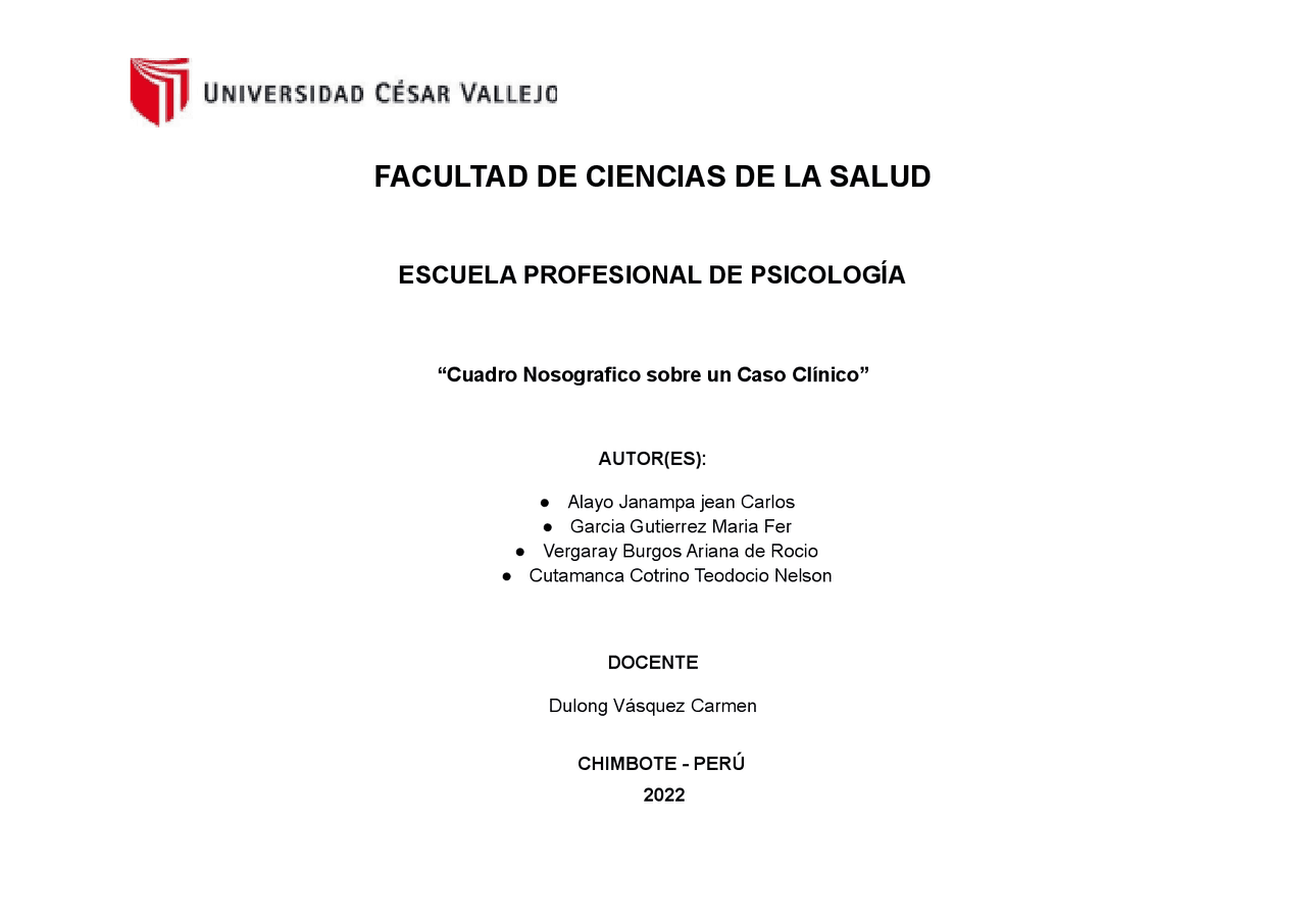 Cuadro Nosografico Sobre Psicolog a Apuntes De Psicopatolog a Docsity