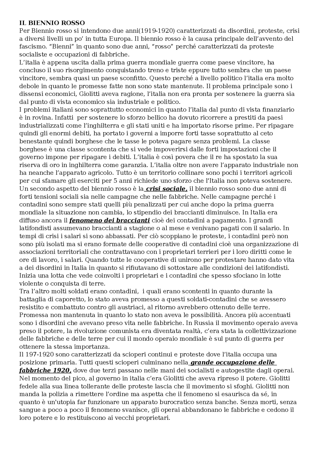 Appunti Sul Fascismo è Mussolini Appunti Di Storia Docsity