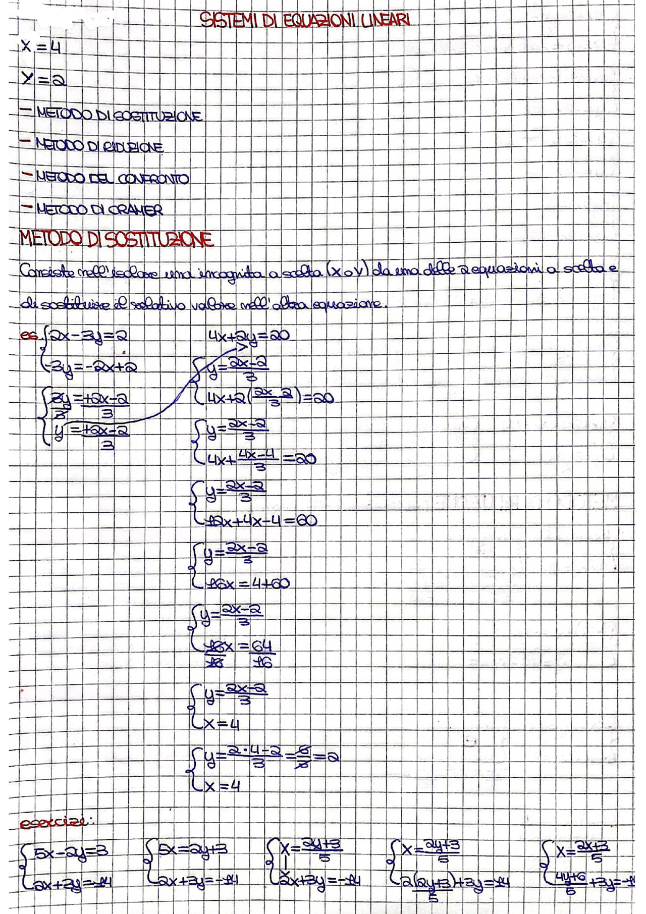Sistemi Di Equazioni Lineari Metodo Di Sostituzione Riduzione