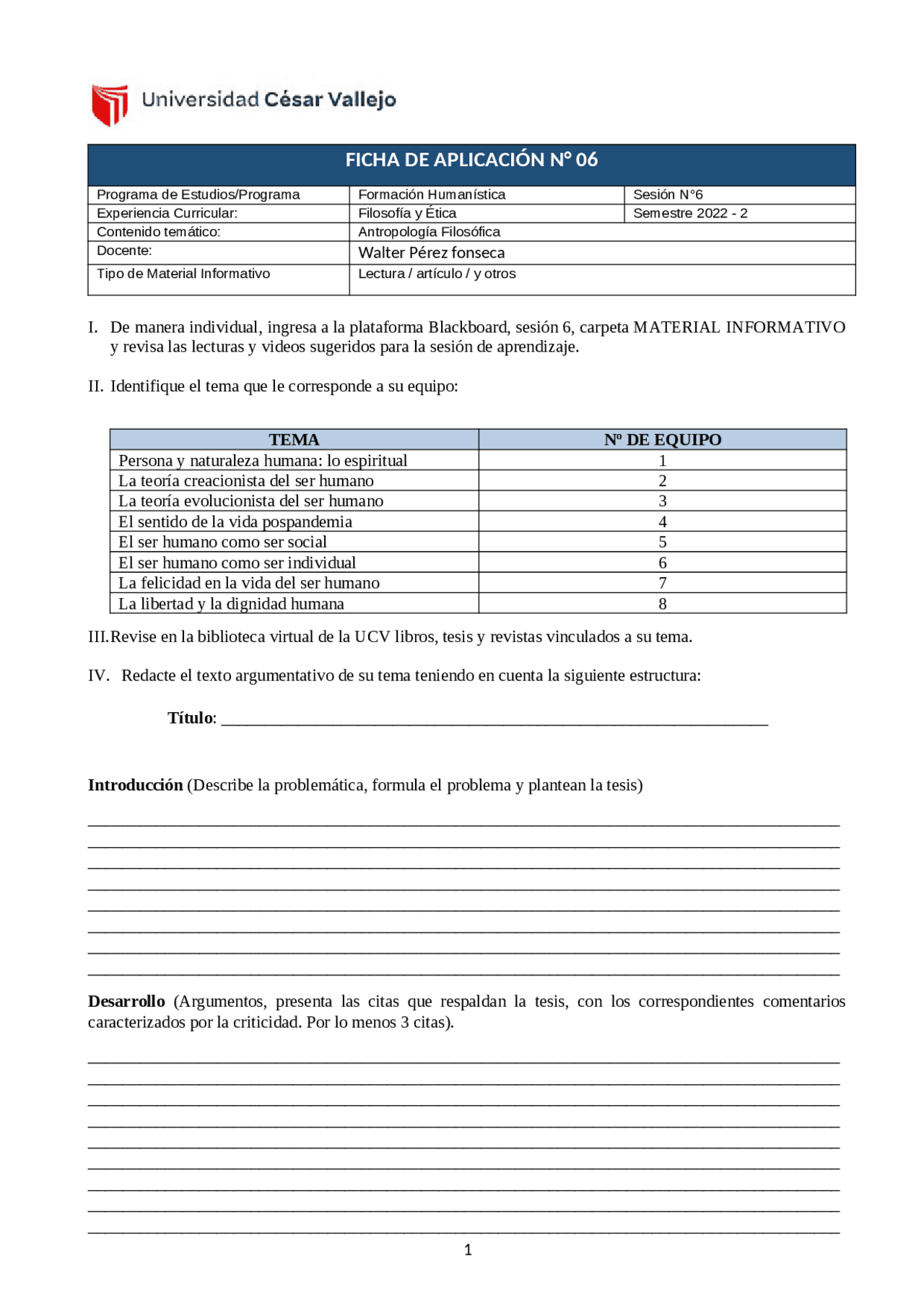 Ficha De Aplicacion 6 Monografías Ensayos De Filosofía Docsity