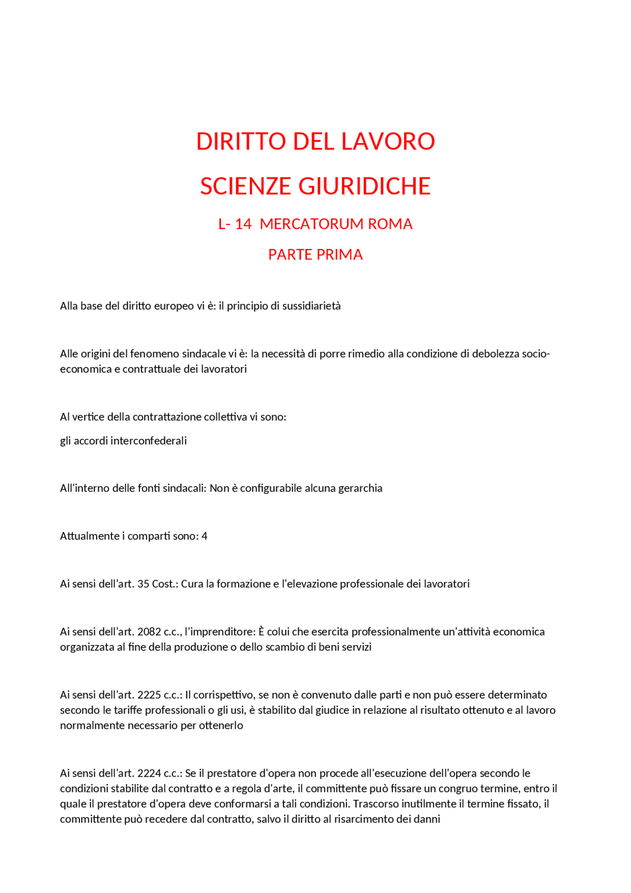 Economia Aziendale L 14 Mercatorum Parte 1 Prove Desame Di Diritto