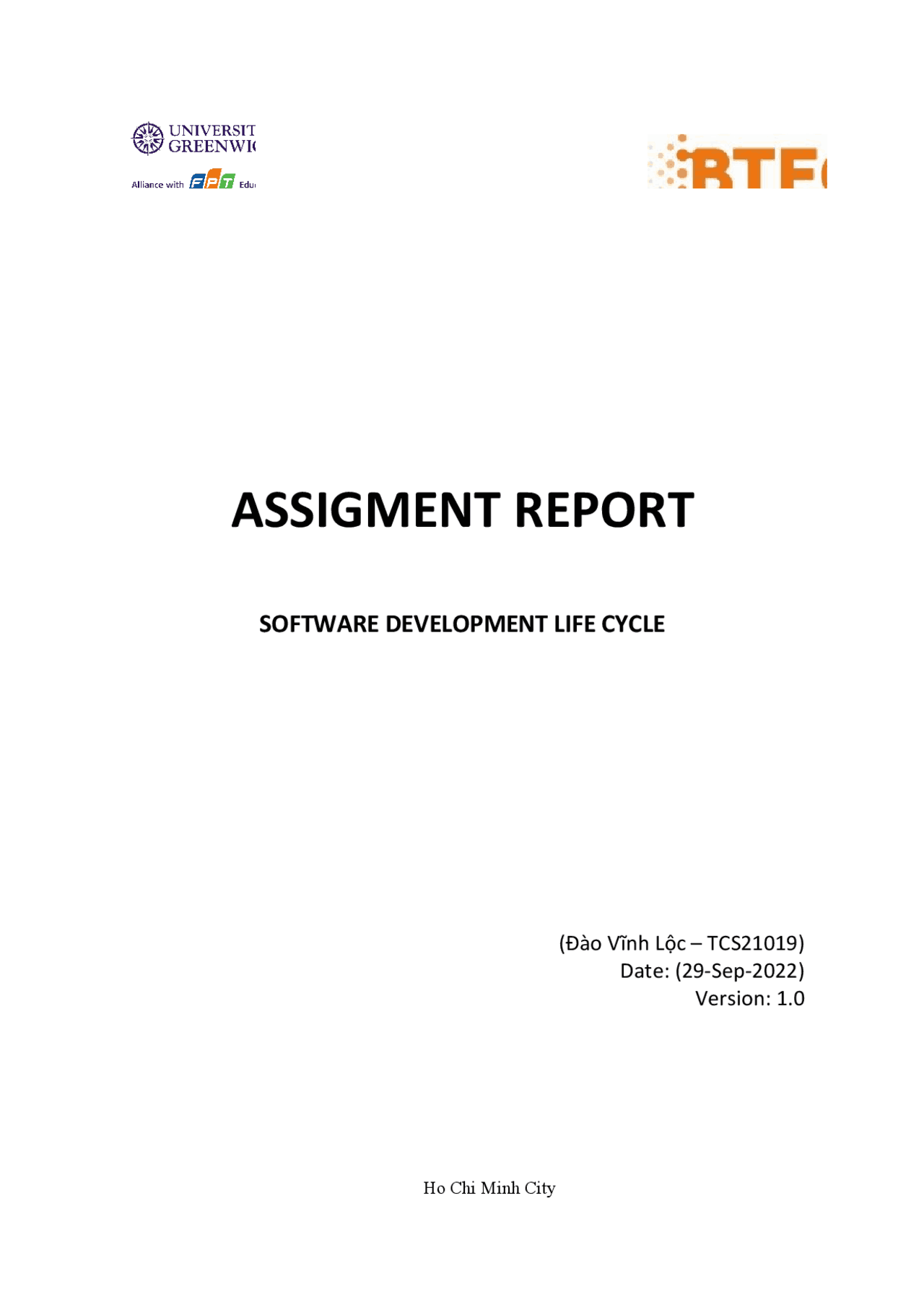 Software Development Life Cycle Assignment 1 Essays High School Computer Science Docsity