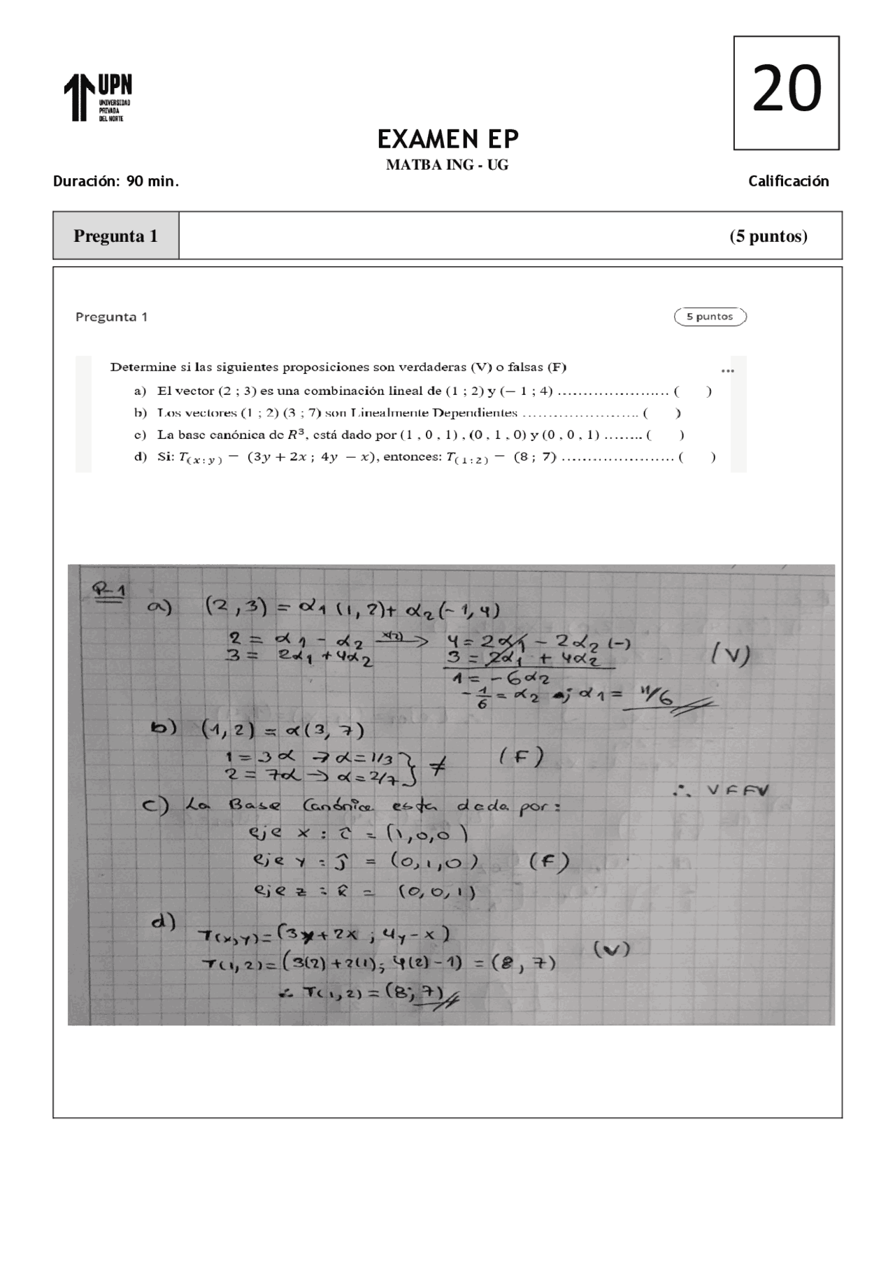 Examen Parcial De Matematica Basica Upn Exámenes De Matemáticas Docsity
