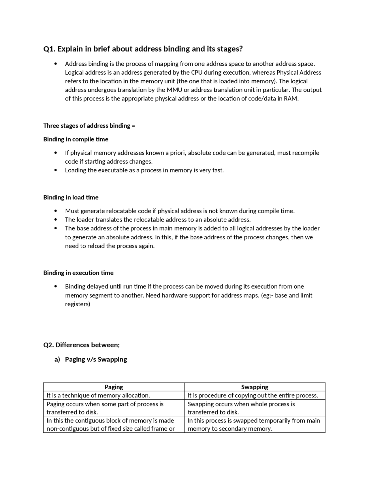 Operating System Exercises Exercises Operating Systems Docsity 2924