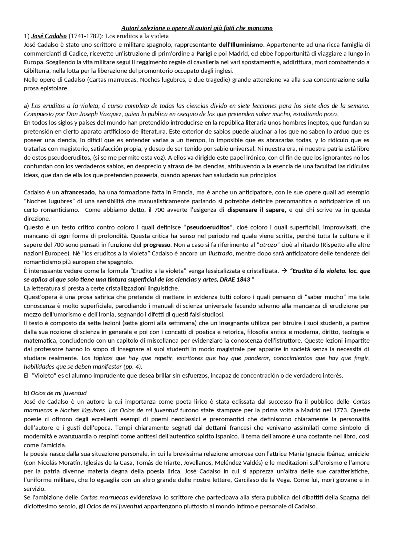Autori Selezione Dei Testi Letteratura Spagnola 2 Unict Appunti Di