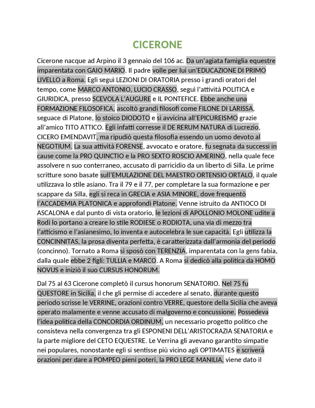 Riassunto Approfondito E Completo Su Cicerone Notes De Latin Docsity
