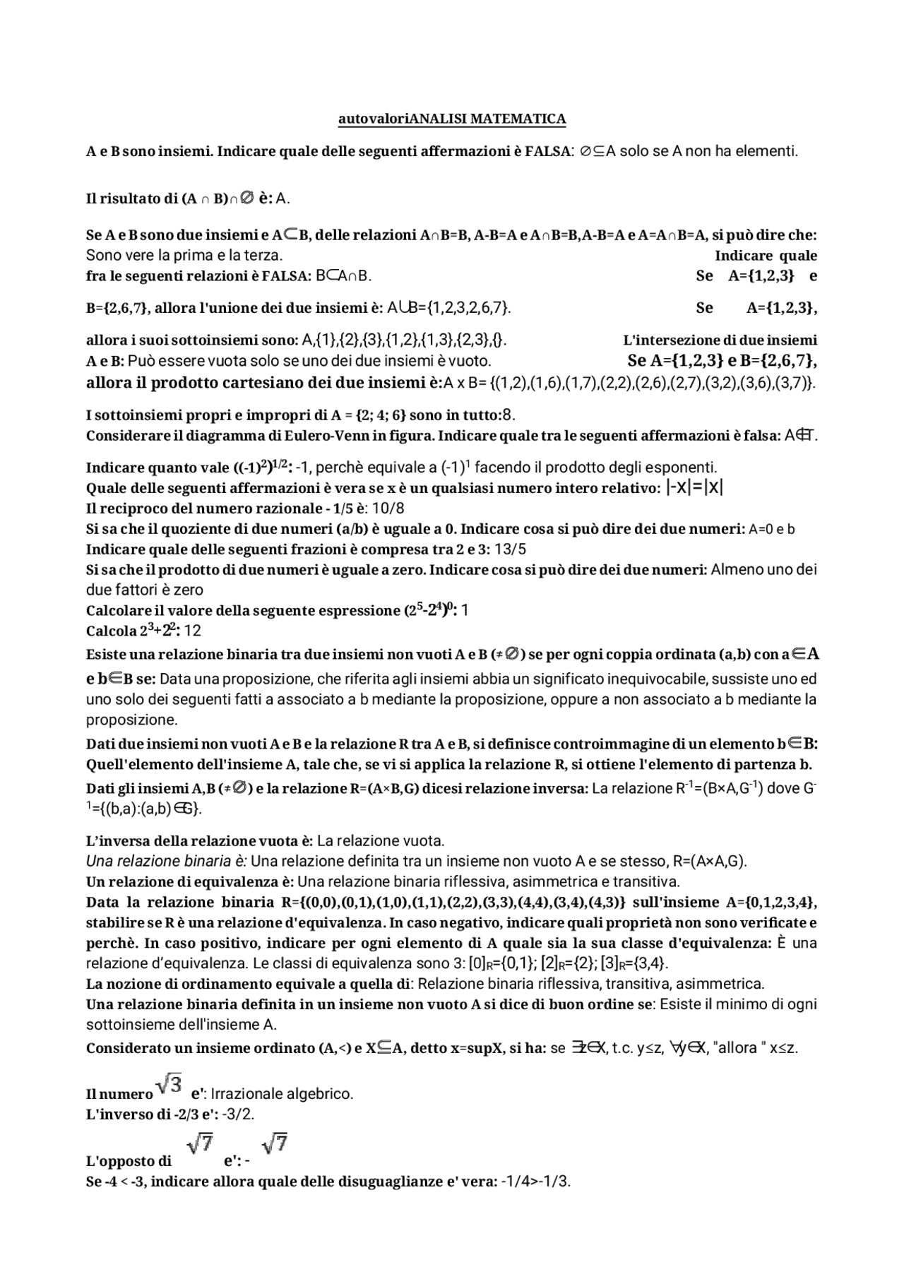 Analisi Matematica L7 Ingegneria Civile Pegaso Completo Prove Desame